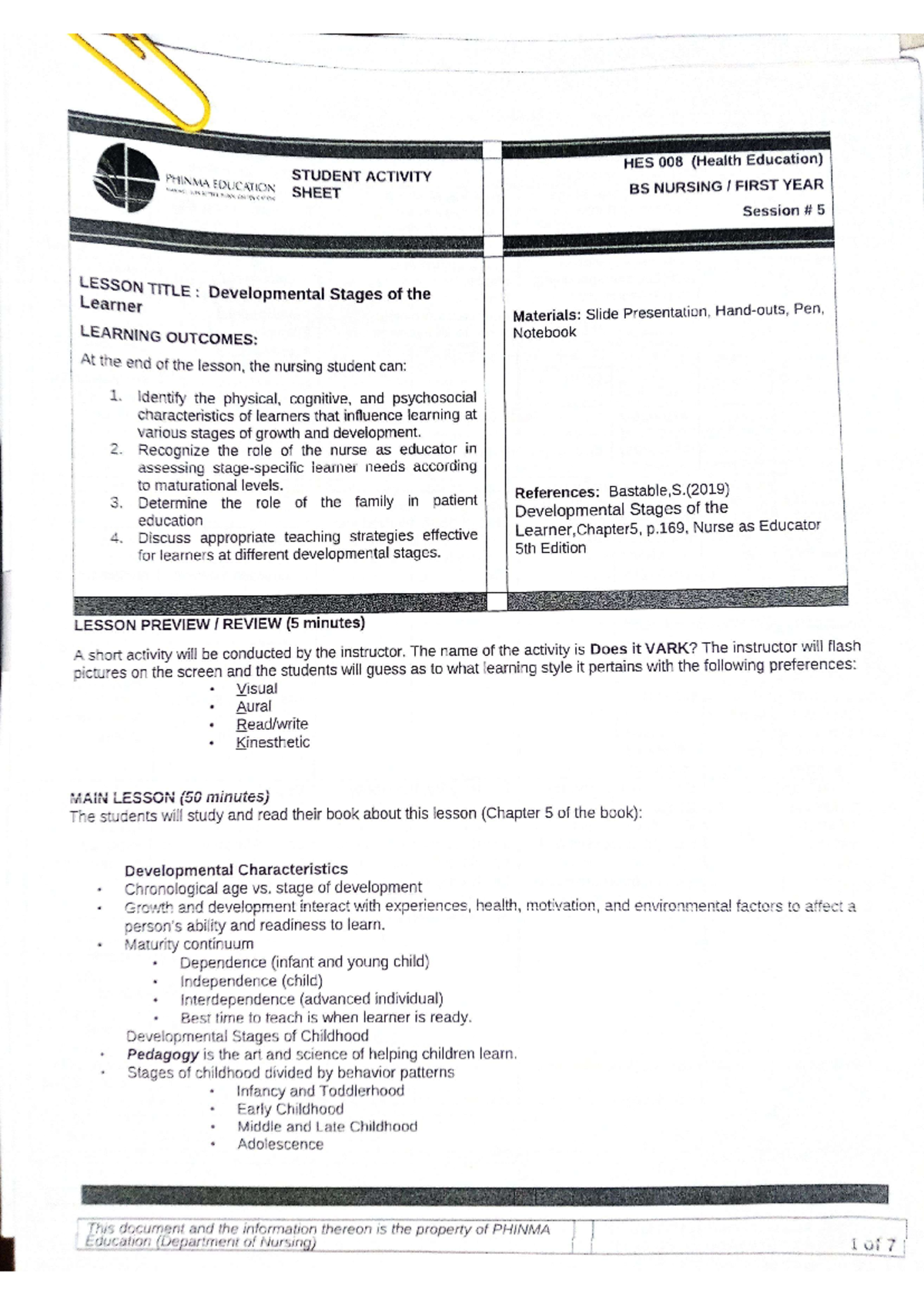 HES 008 SAS5 - HEALTH EDUC - HES 008 (Health Education) PHINMA ...