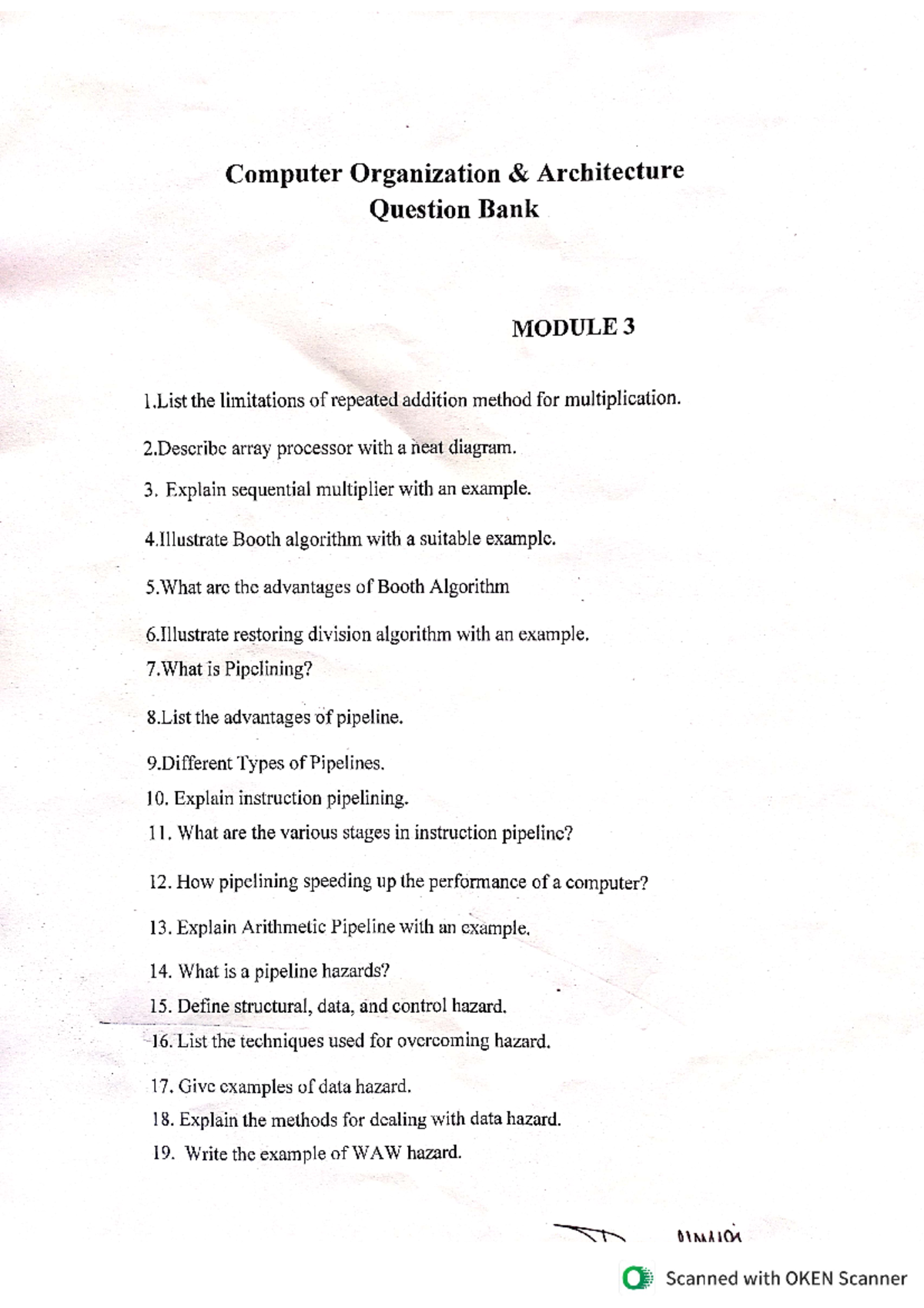 COA question bank - Computer Organization and Architecture - Studocu