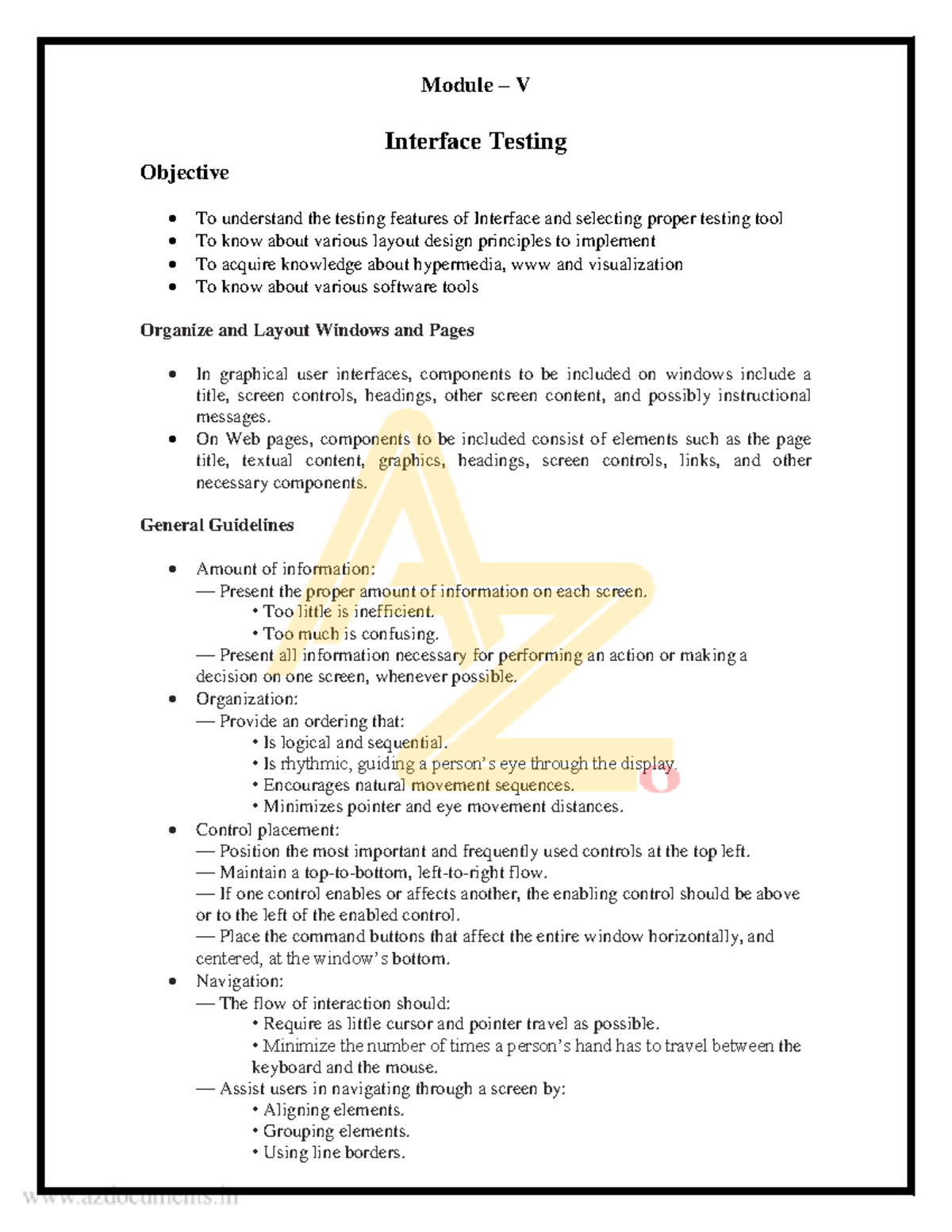 UID Mod5@Az Documents - Module – V Interface Testing Objective To ...