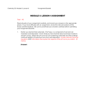 Chem 30 Unit 3 Module 5 Assignment 3 - Studocu