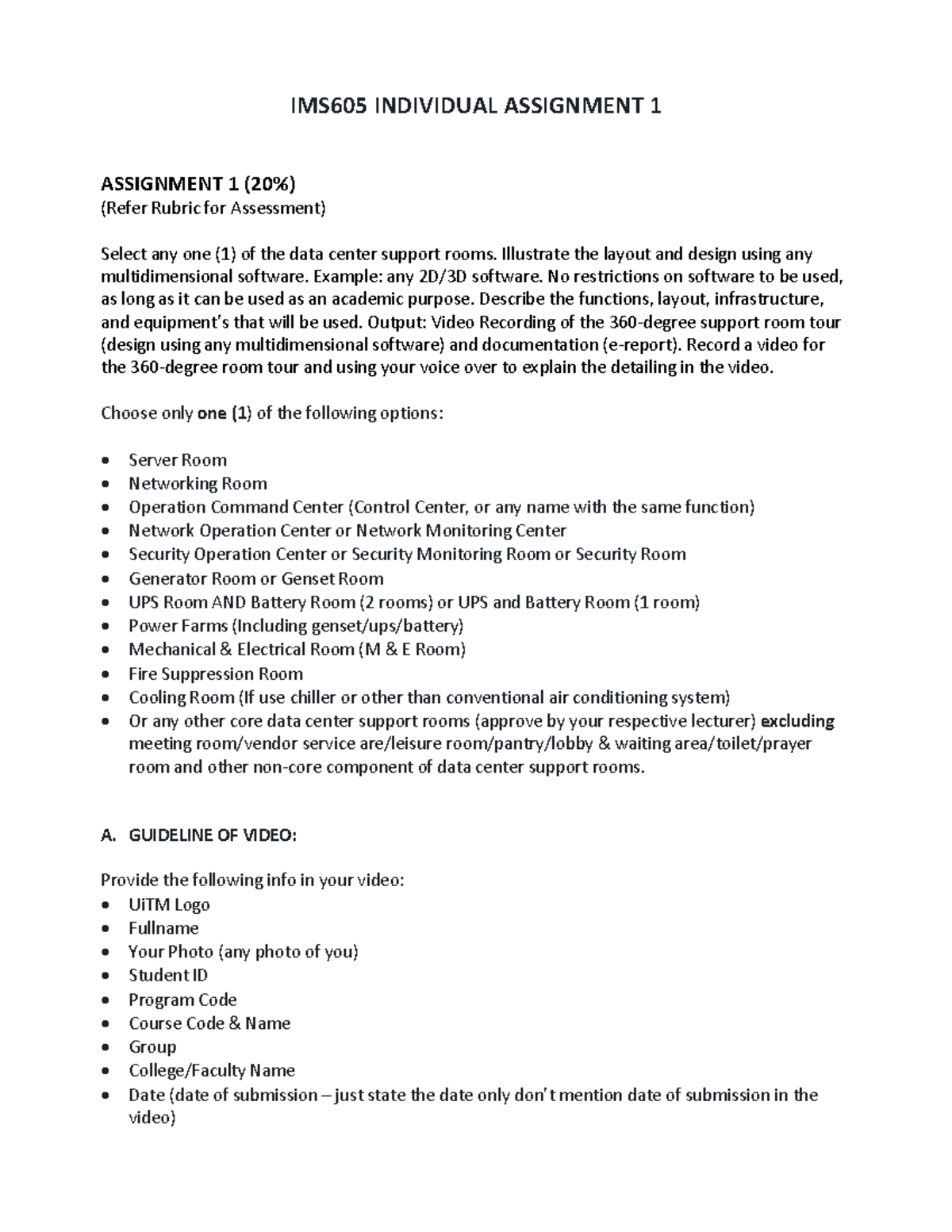 IMS605 Assignment 1 Assessment - IMS605 INDIVIDUAL ASSIGNMENT 1 ...