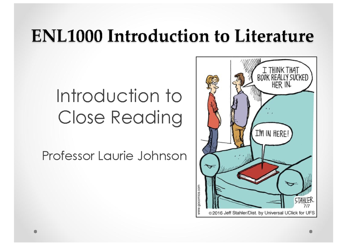 Introduction to Close Reading in Literature - Studocu