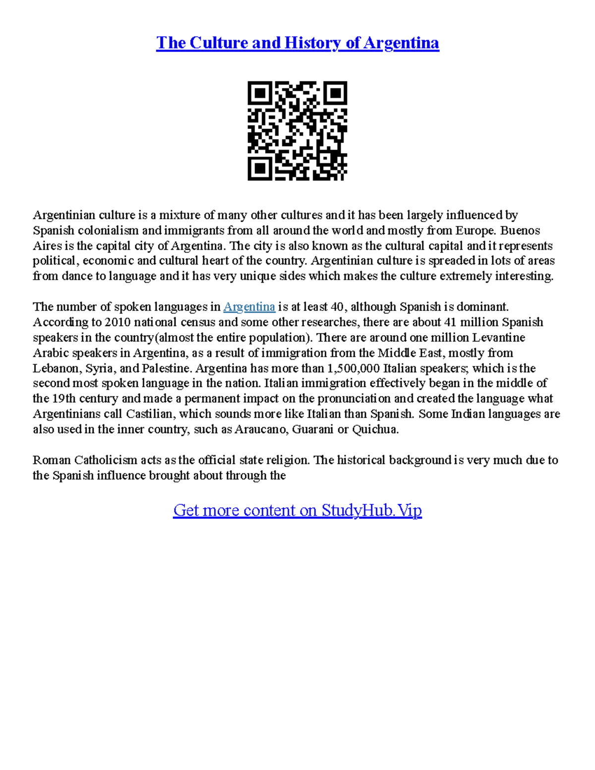 Spanish Essay Help - The Culture and History of Argentina Argentinian ...