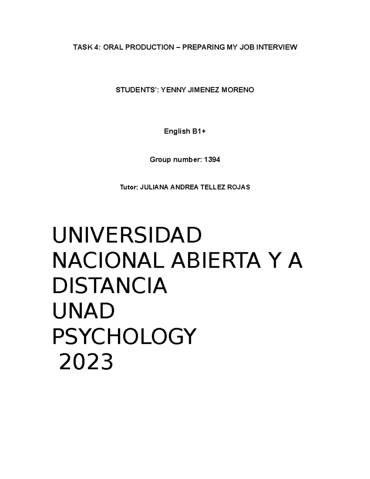 TASK 4 - , SDBFL - TASK 4: ORAL PRODUCTION – PREPARING MY JOB INTERVIEW ...