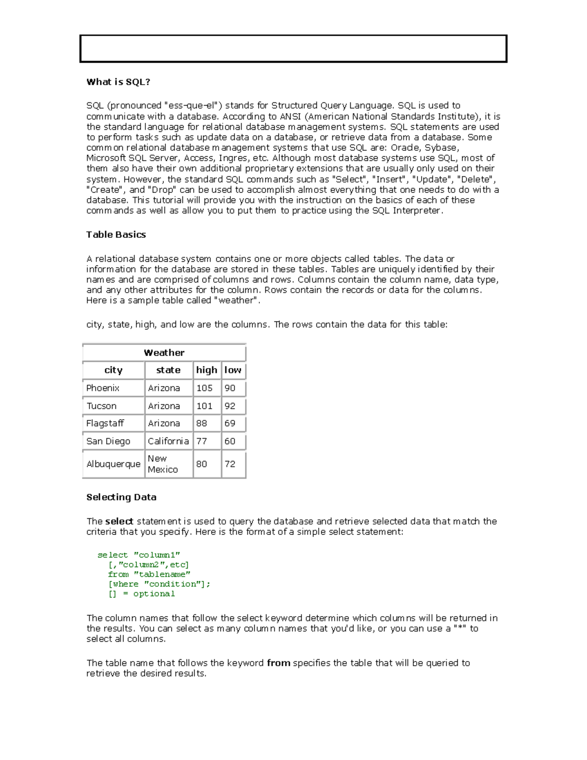 Module 3 SQL - SQL (pronounced "ess-que-el") stands for Structured ...
