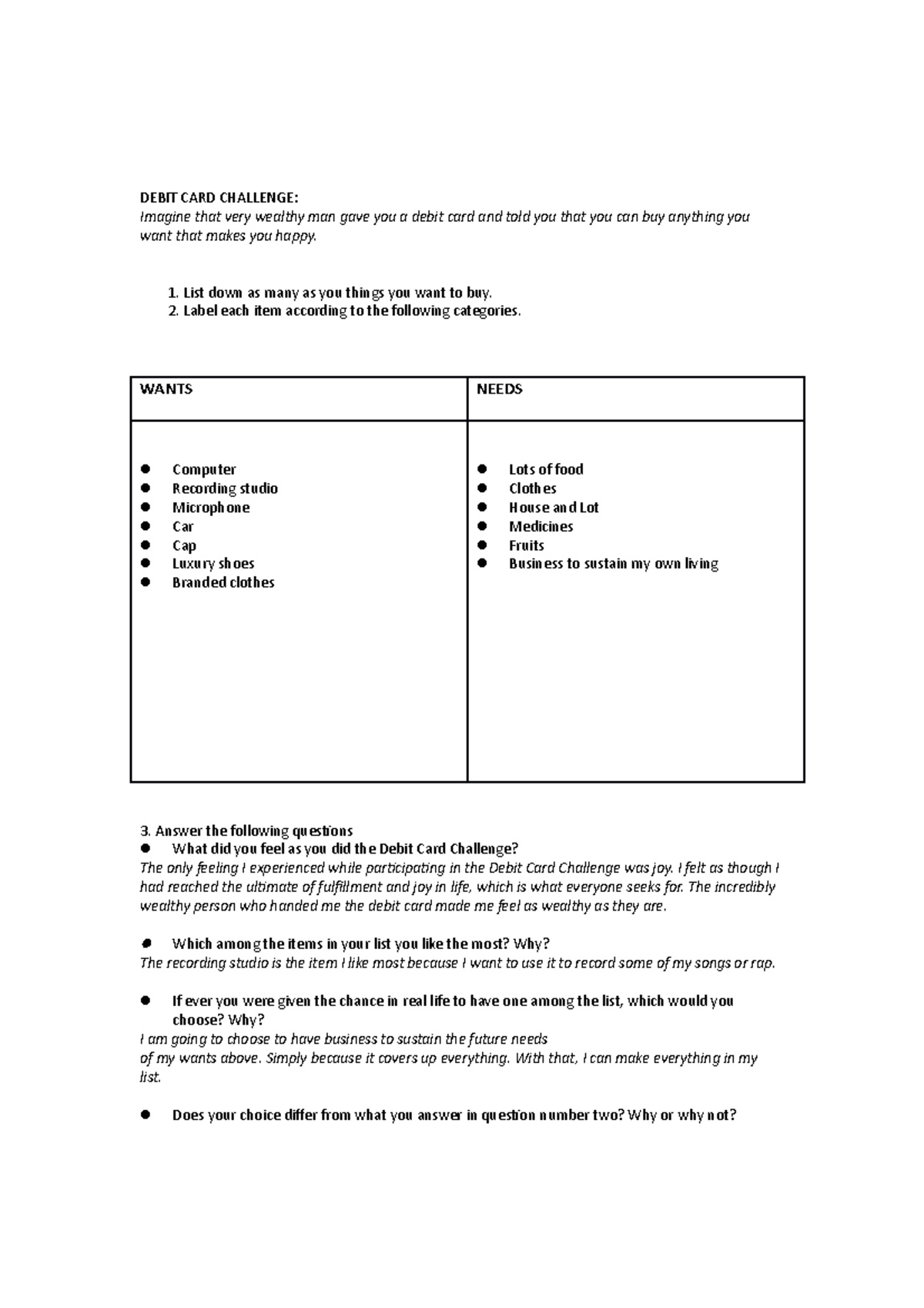 Debit CARD Challenge - fsjidjs - DEBIT CARD CHALLENGE: Imagine that ...