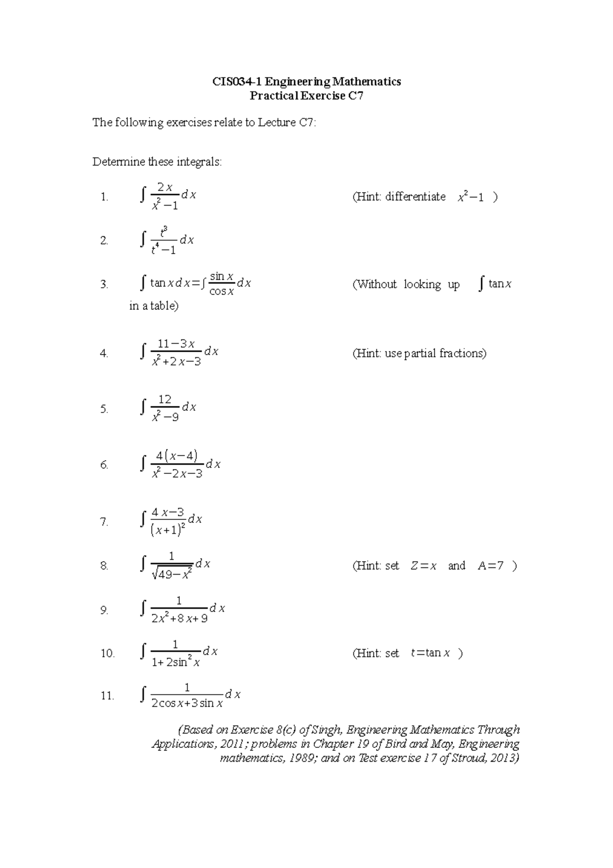 CIS034-1 Practical C7 - CIS034-1 Engineering Mathematics Practical ...