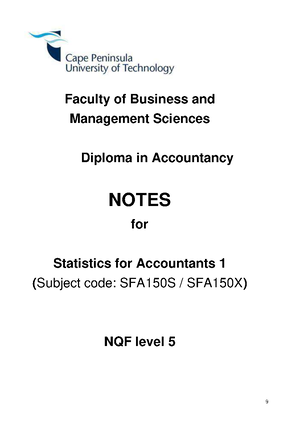 STA150S - CPUT - Statistics 1A - Studocu
