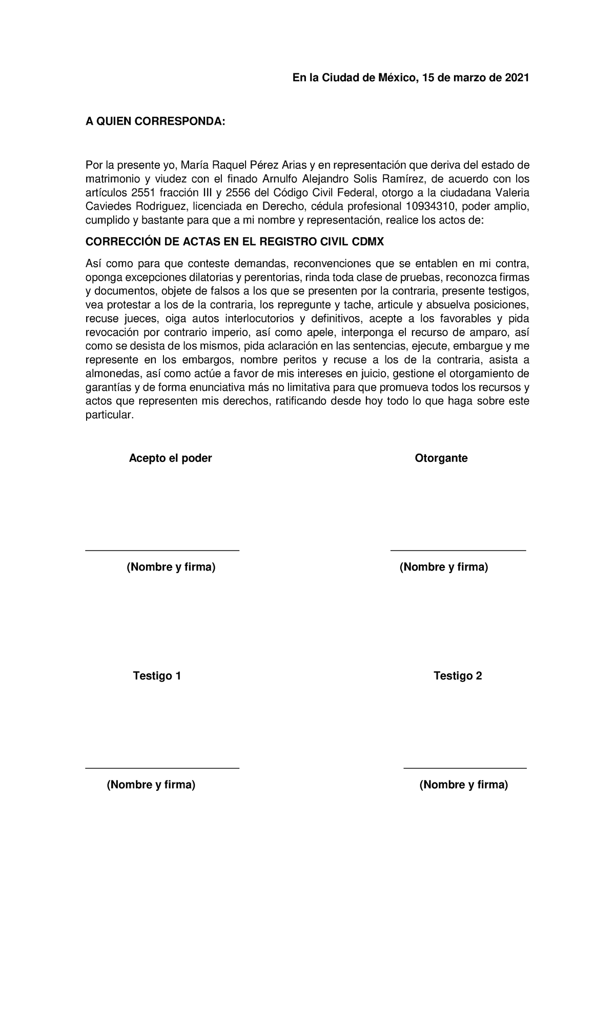 Poder Simple PDF - En la Ciudad de México, 15 de marzo de 2021 A QUIEN ...