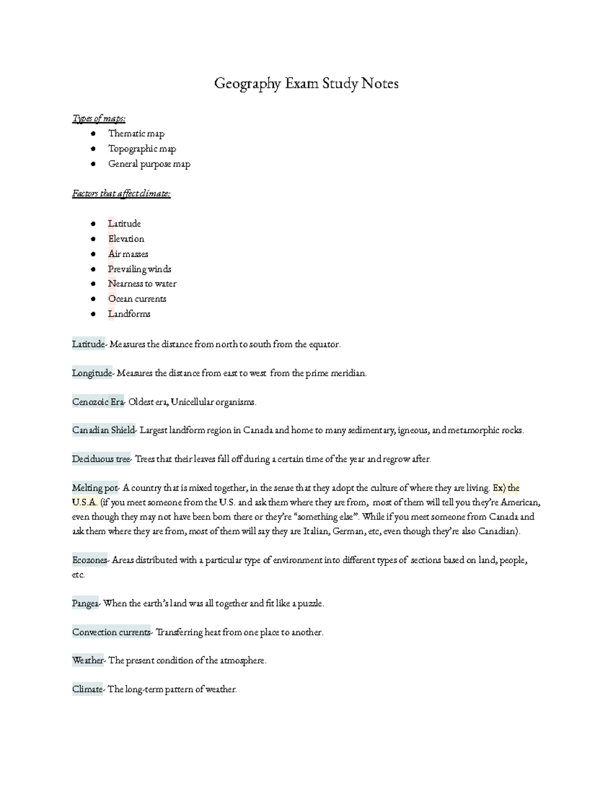 Grade 9 Final Canadian Geography Exam Study Notes - Geography Exam ...
