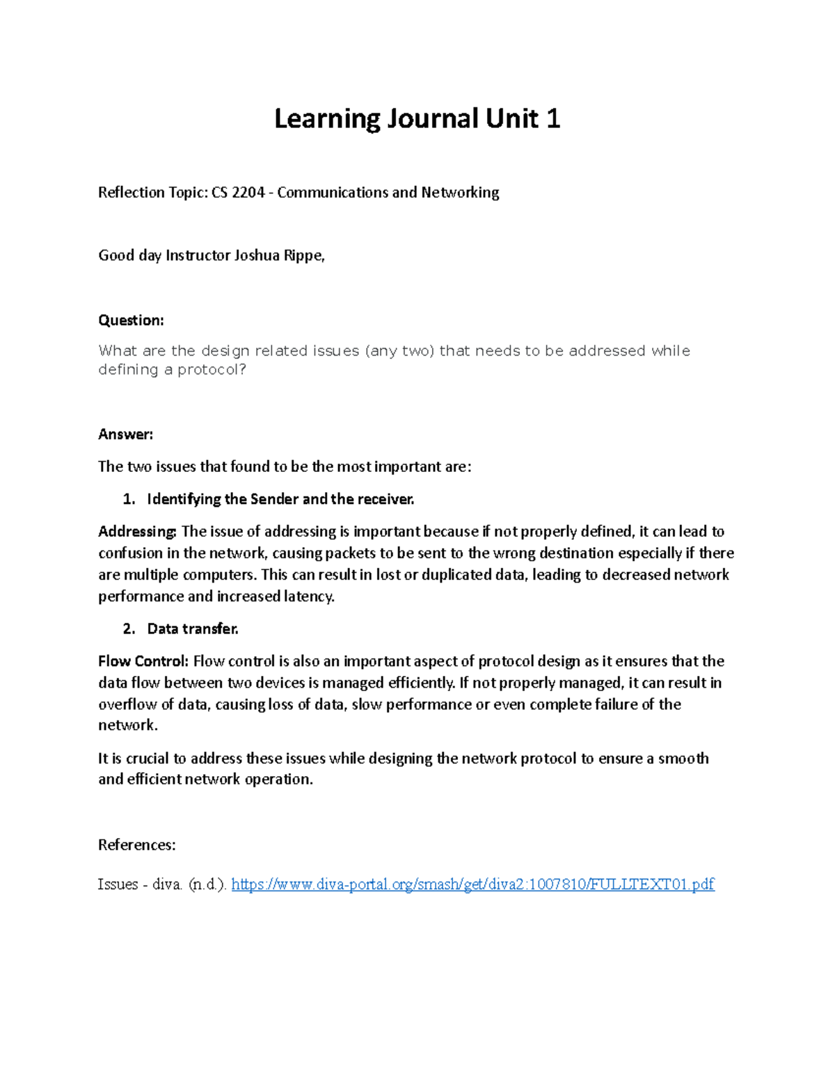 CS2204 Learning Journal 1 - Copy - Learning Journal Unit 1 Reflection Topic: CS 2204 - - Studocu