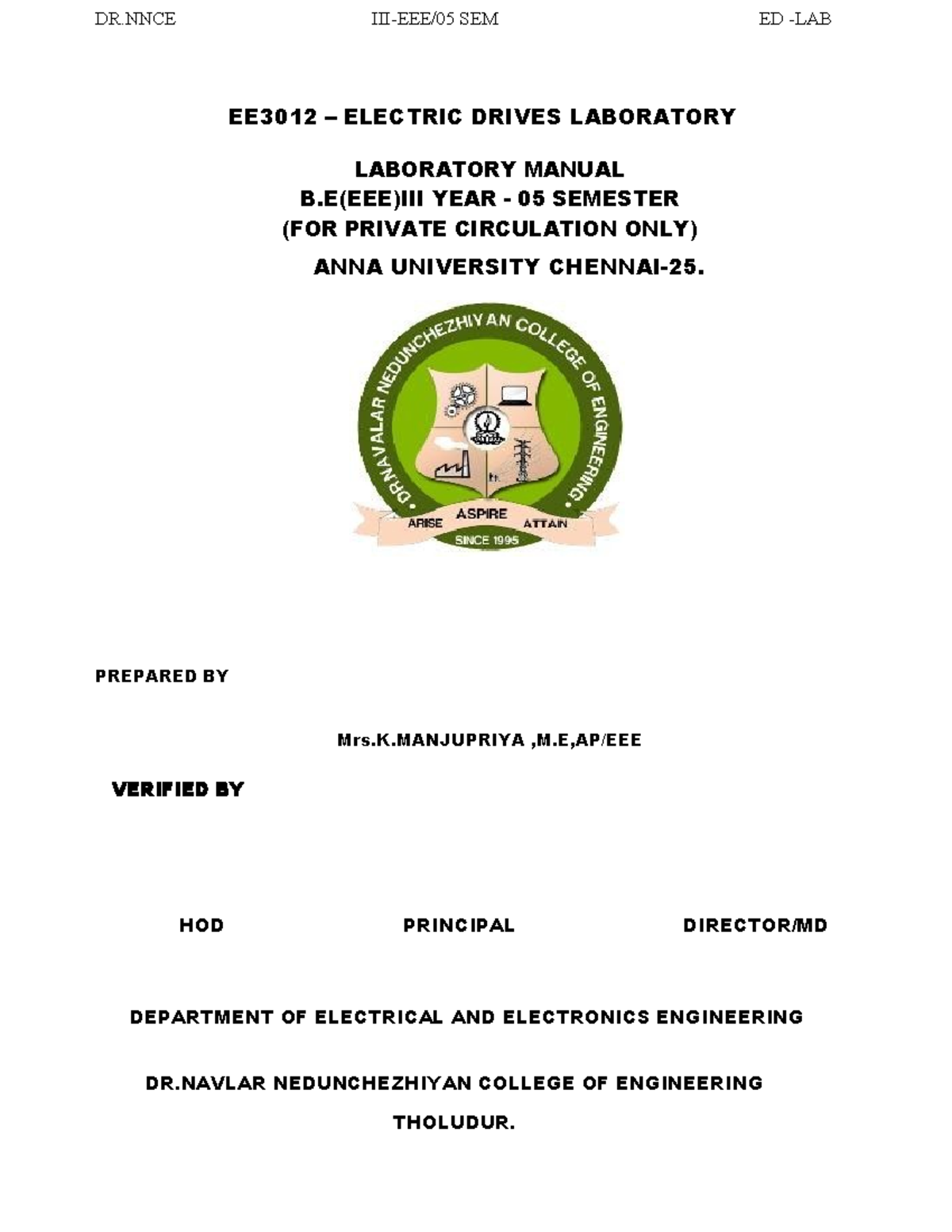 Electrical Drive LAB Manual - DR III-EEE/05 SEM ED -LAB EE3012 ...