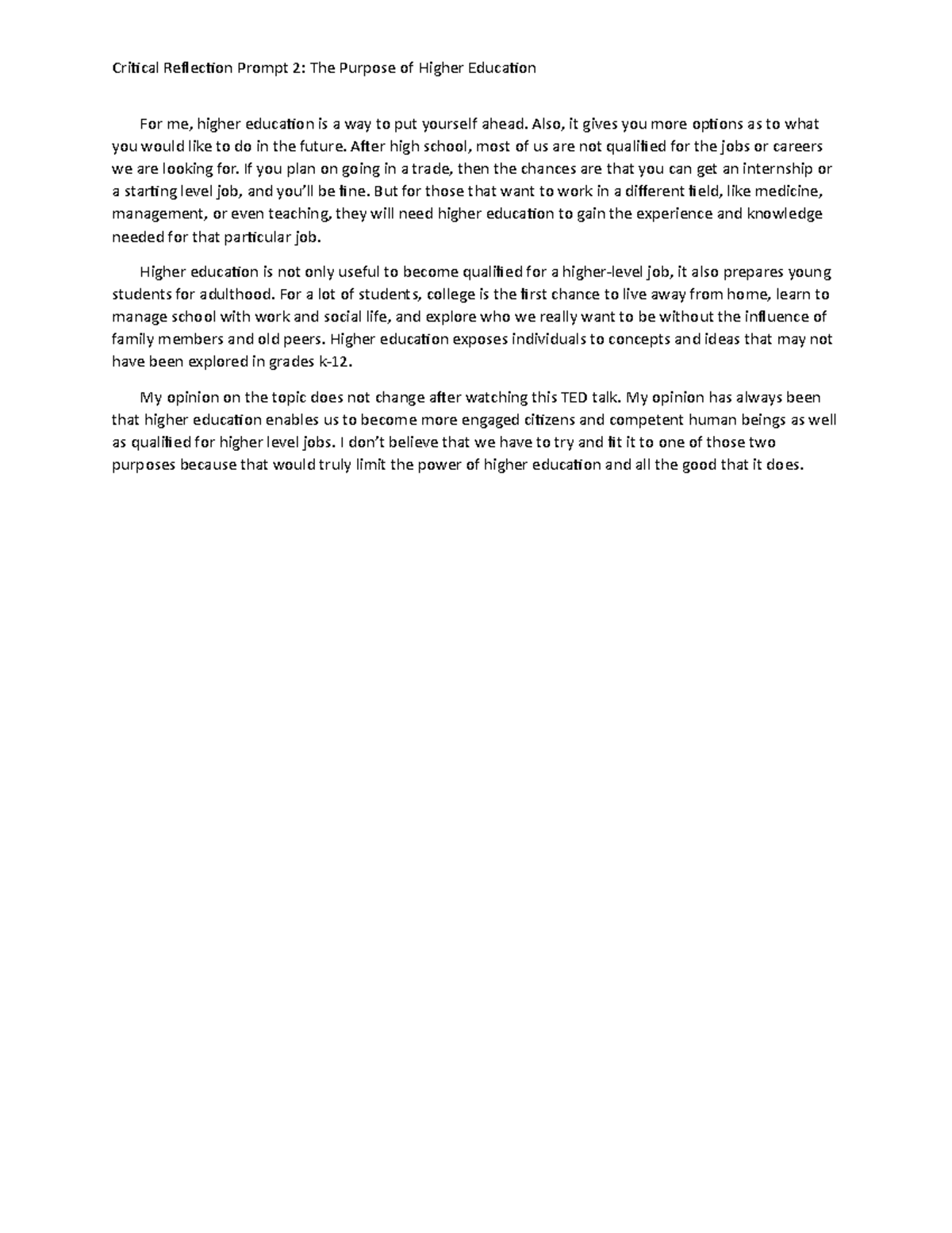 Critical Reflection Prompt 2 - Jordan Jarabek - Critical Reflection ...