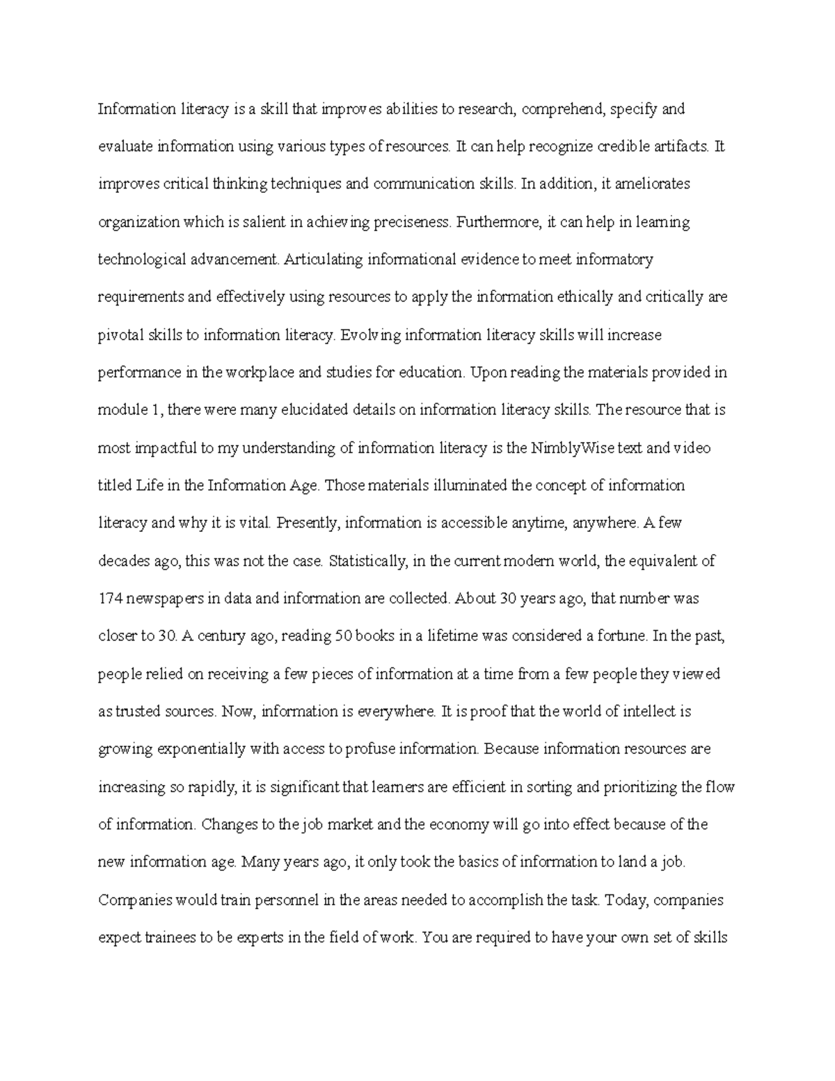 Newly Final Updated Module 1 Importance of Information Literarcy Short ...