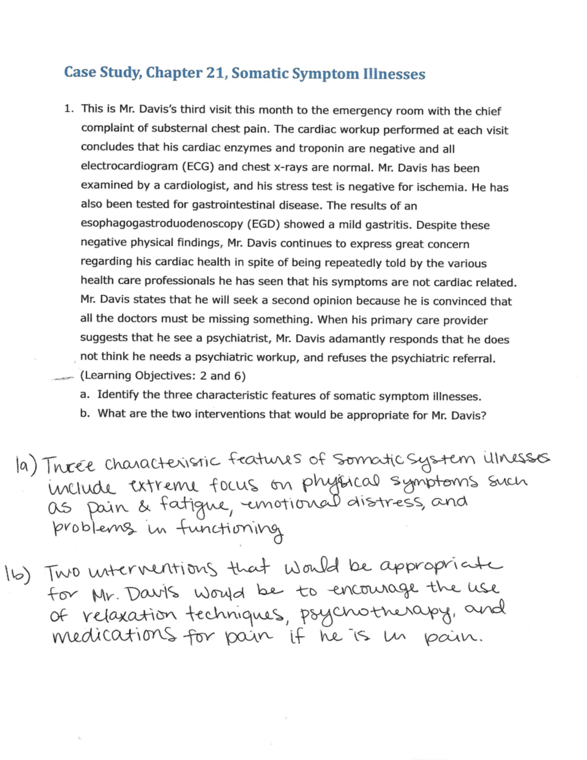 Mental Health Case Study Chapter 21 - NSRG 126 - Studocu