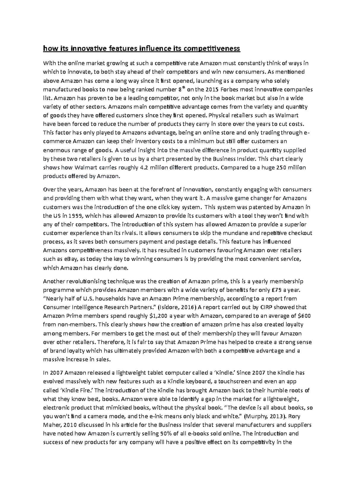 AMAZON GROUP ESSAY - how its innovative features influence its ...