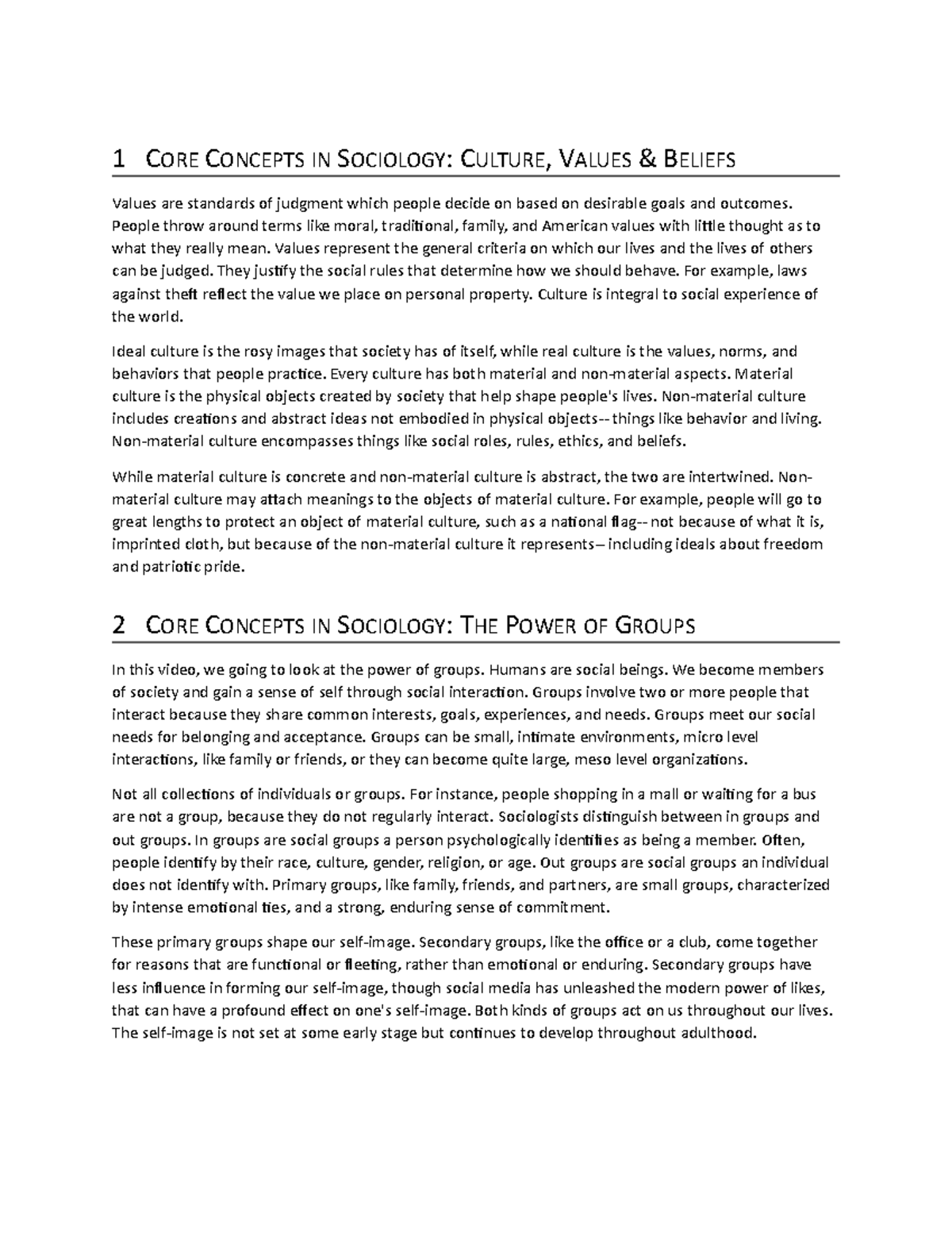 SCS100 Core Concepts in Sociology - 1 CORE CONCEPTS IN SOCIOLOGY ...