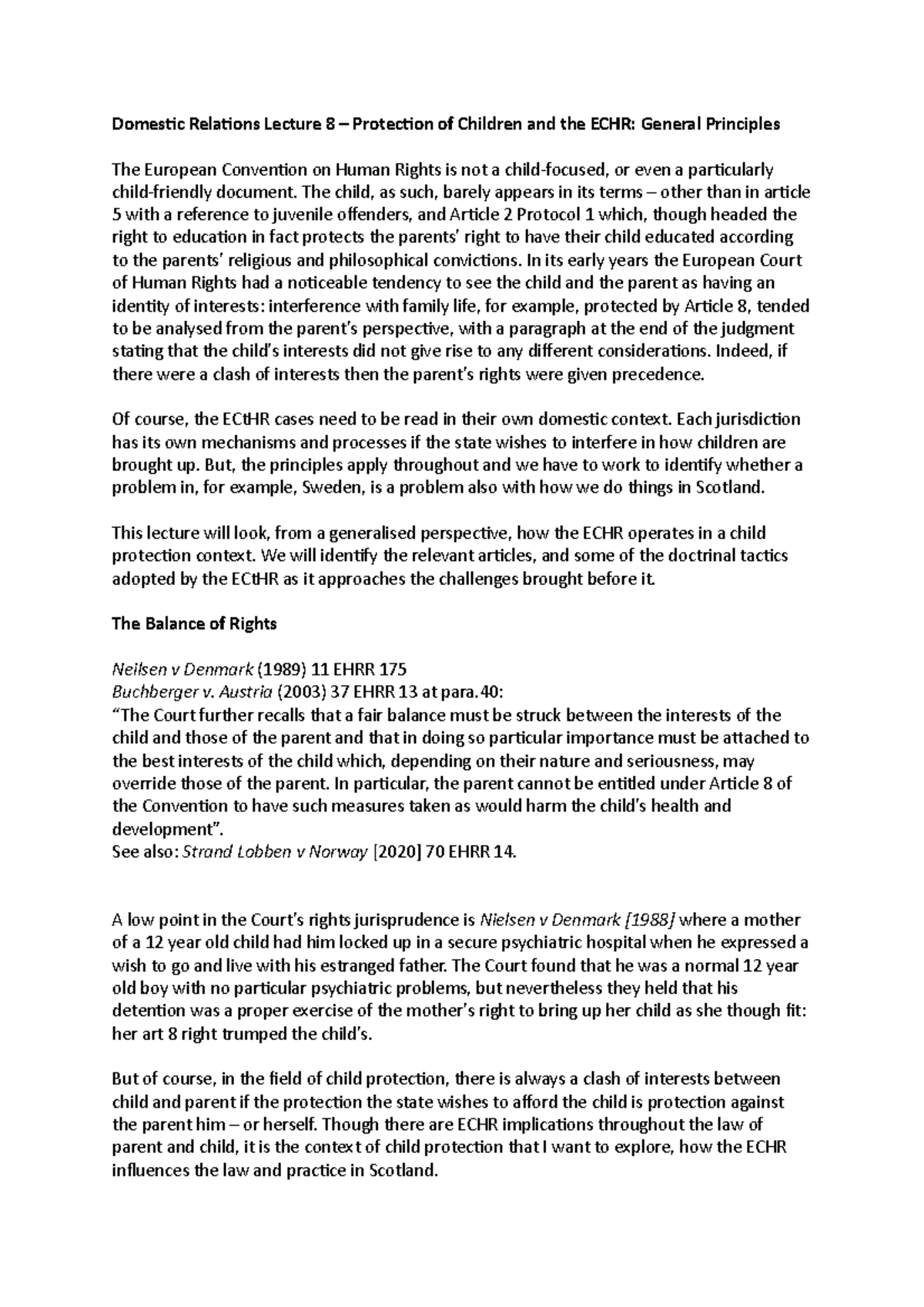 Lecture 8 - Domestic Relations Lecture 8 – Protection of Children and ...