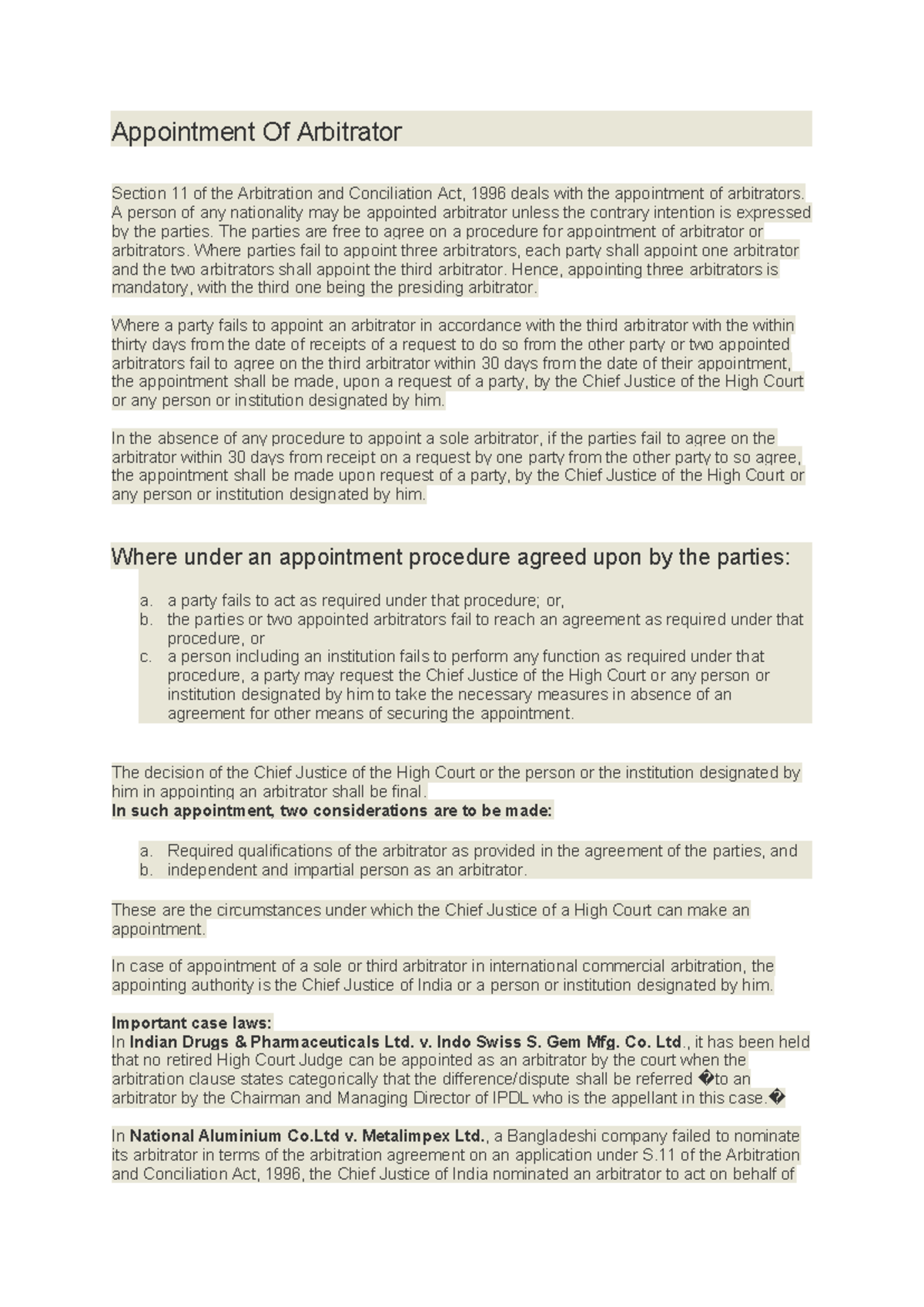 Appointment Of Arbitrator - Appointment Of Arbitrator Section 11 of the ...