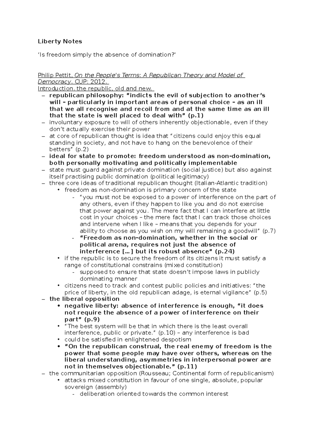 Freedom and domination notes - Liberty Notes ‘Is freedom simply the ...