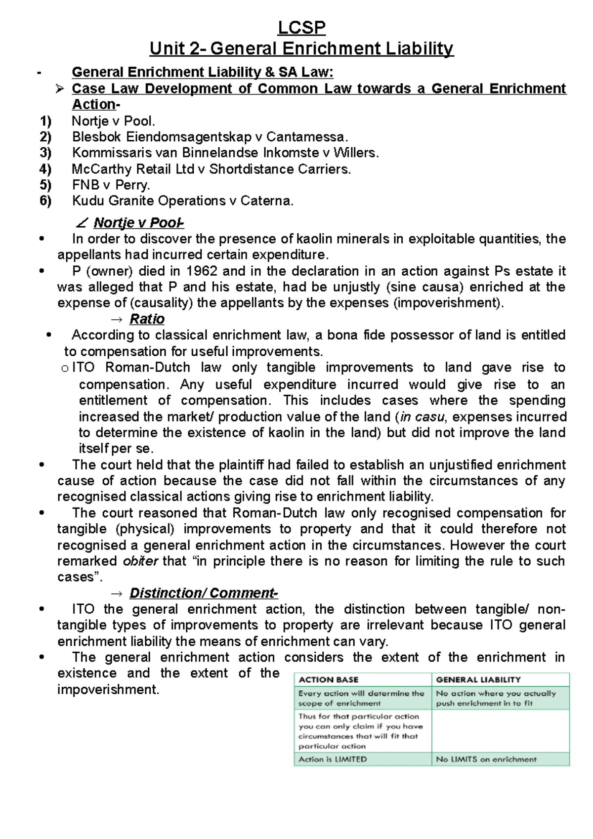 LCSP General Enrichment Liability - LCSP Unit 2- General Enrichment ...