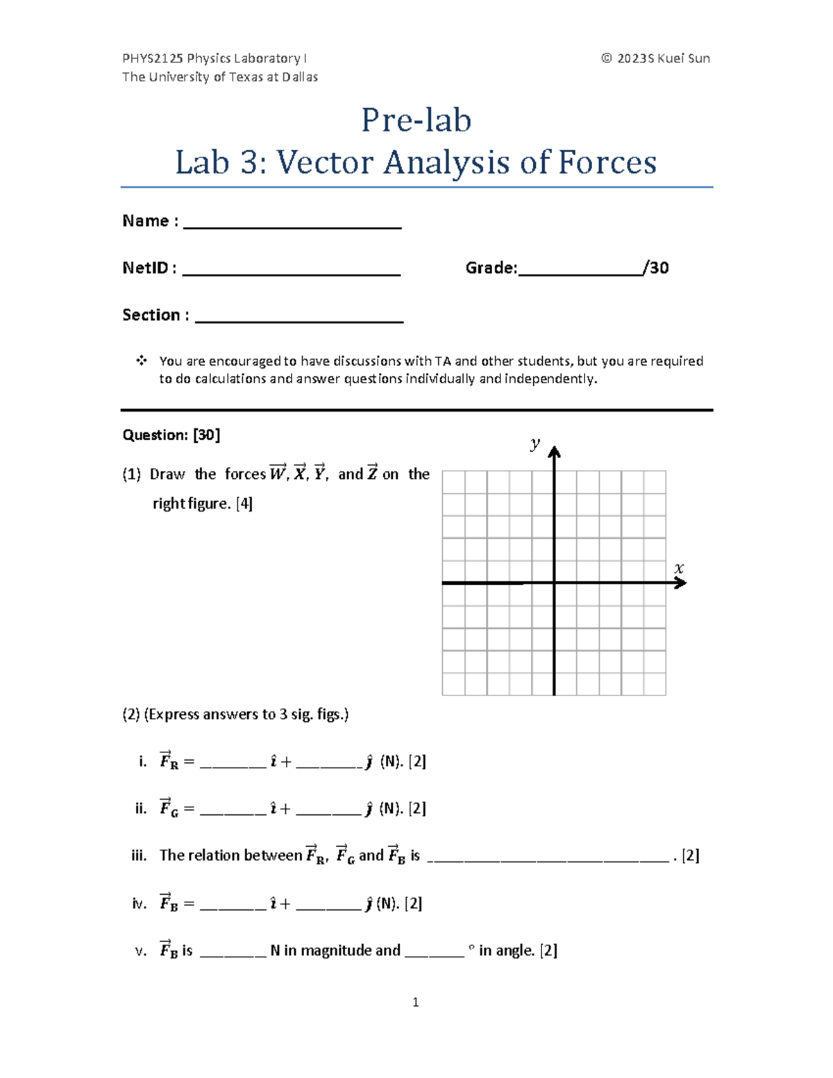 Lab03 Pre-lab - none - PHYS2125 Physics Laboratory I © 2023S Kuei Sun ...