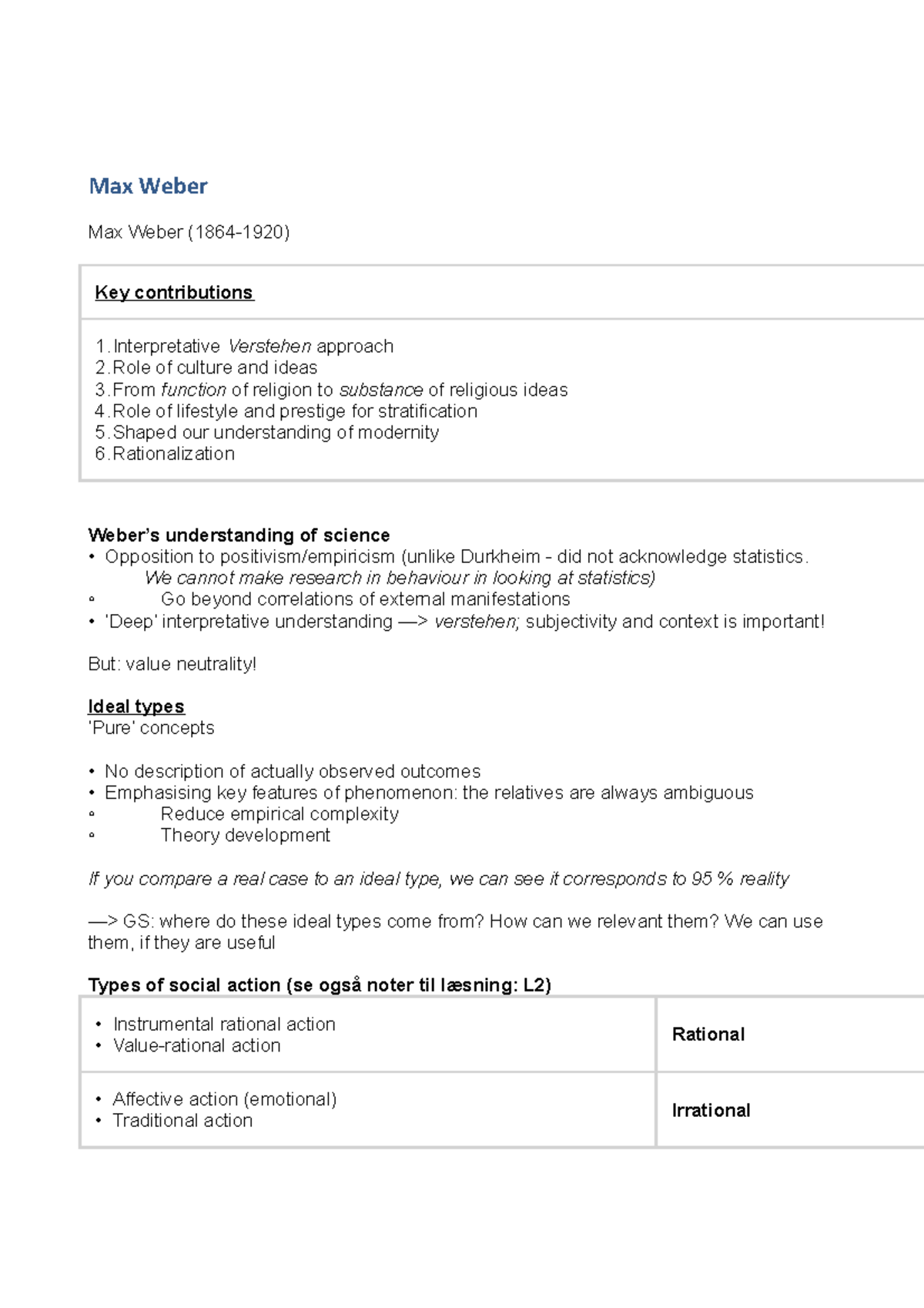 Max Weber - Max Weber Max Weber (1864-1920) Key contributions 1 ...