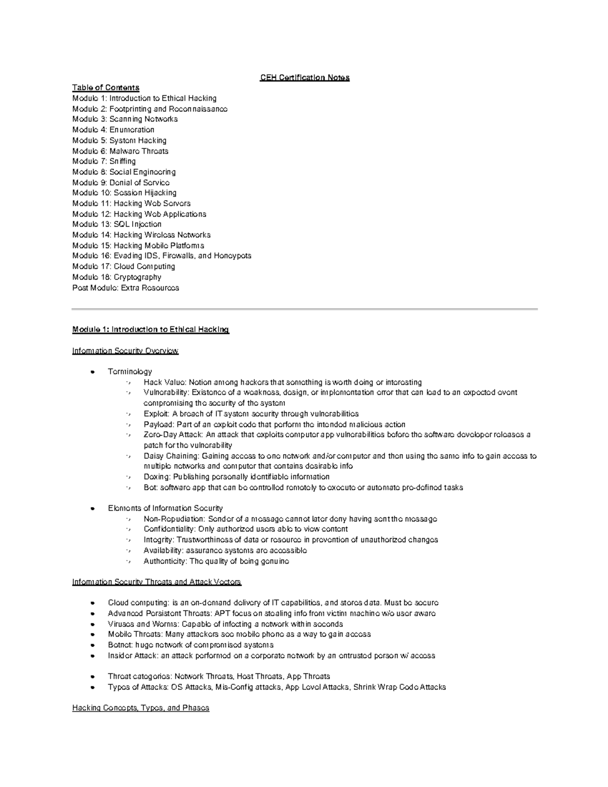 CEH-v9-Notes - CEH-v9-Notes for some important points. This could be ...