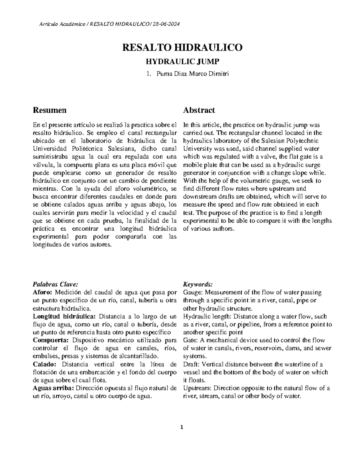 Articulo N 4-resalto - RESALTO HIDRAULICO HYDRAULIC JUMP Puma Diaz ...