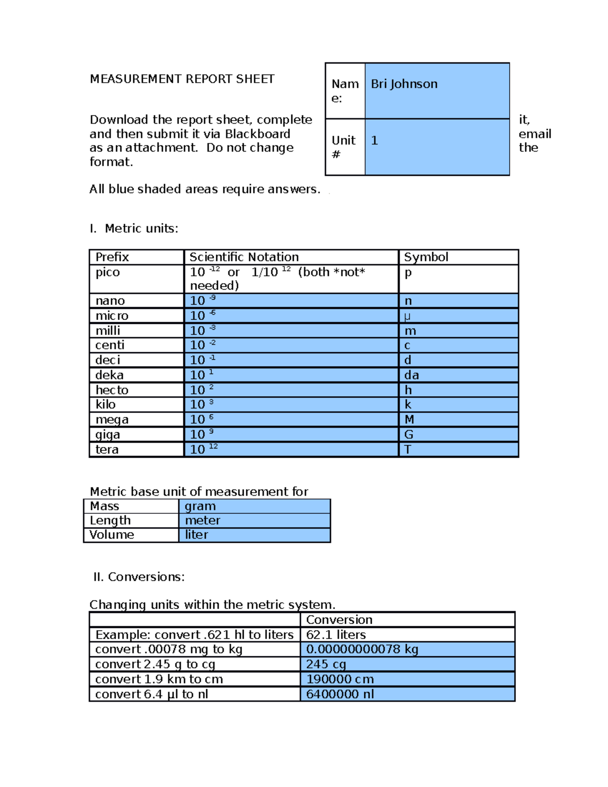 Measurement report sheet - MEASUREMENT REPORT SHEET Download the report ...