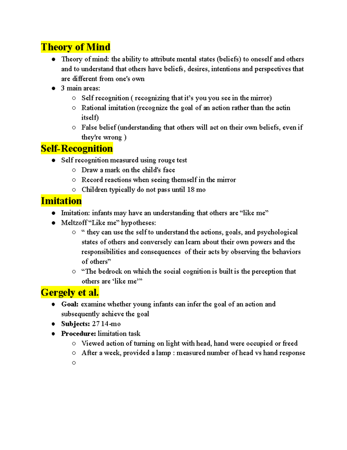 Untitled document - cognitive psychology lecture notes - Theory of Mind ...