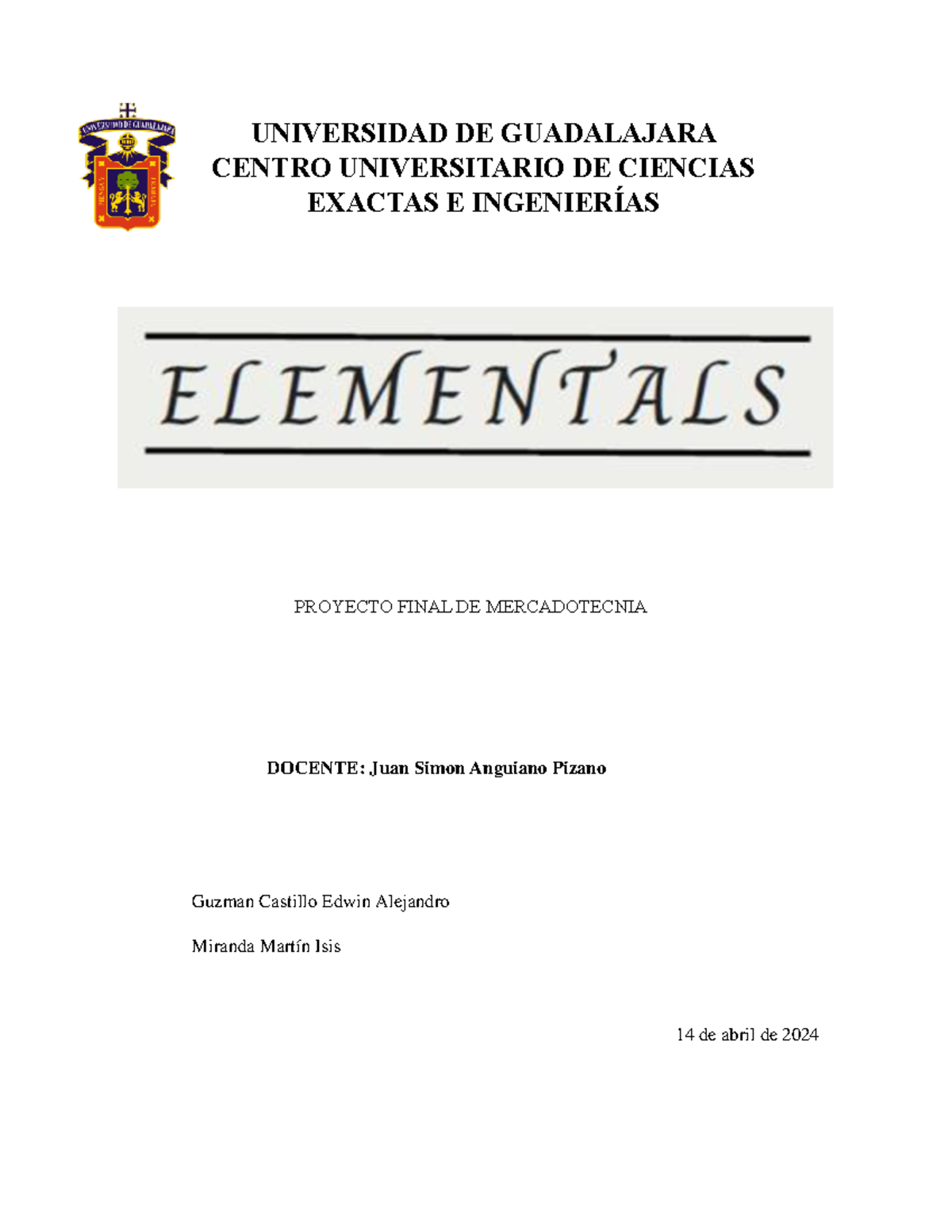 Proyecto merca final - DOCENTE: Juan Simon Anguiano Pizano Guzman ...