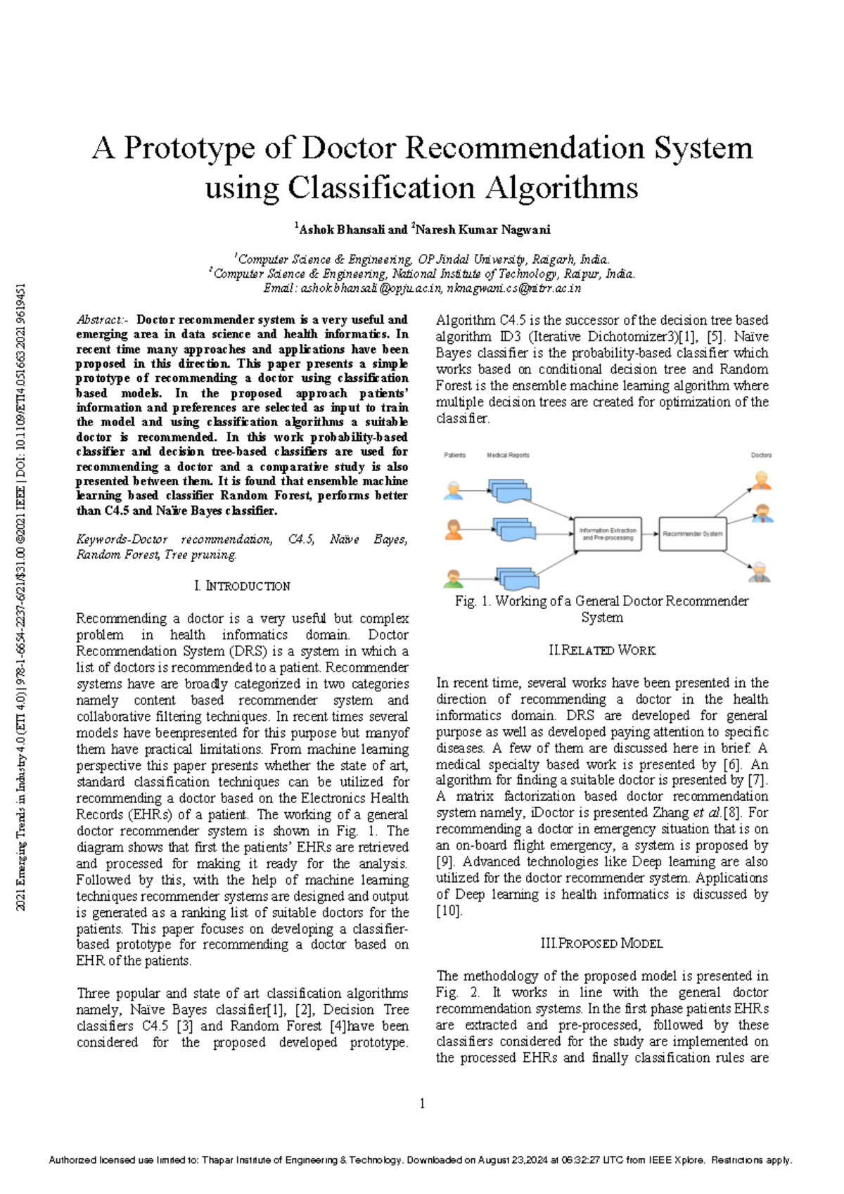 A Prototype of Doctor Recommendation System using Classification Algorithms - 2 Computer Science ...