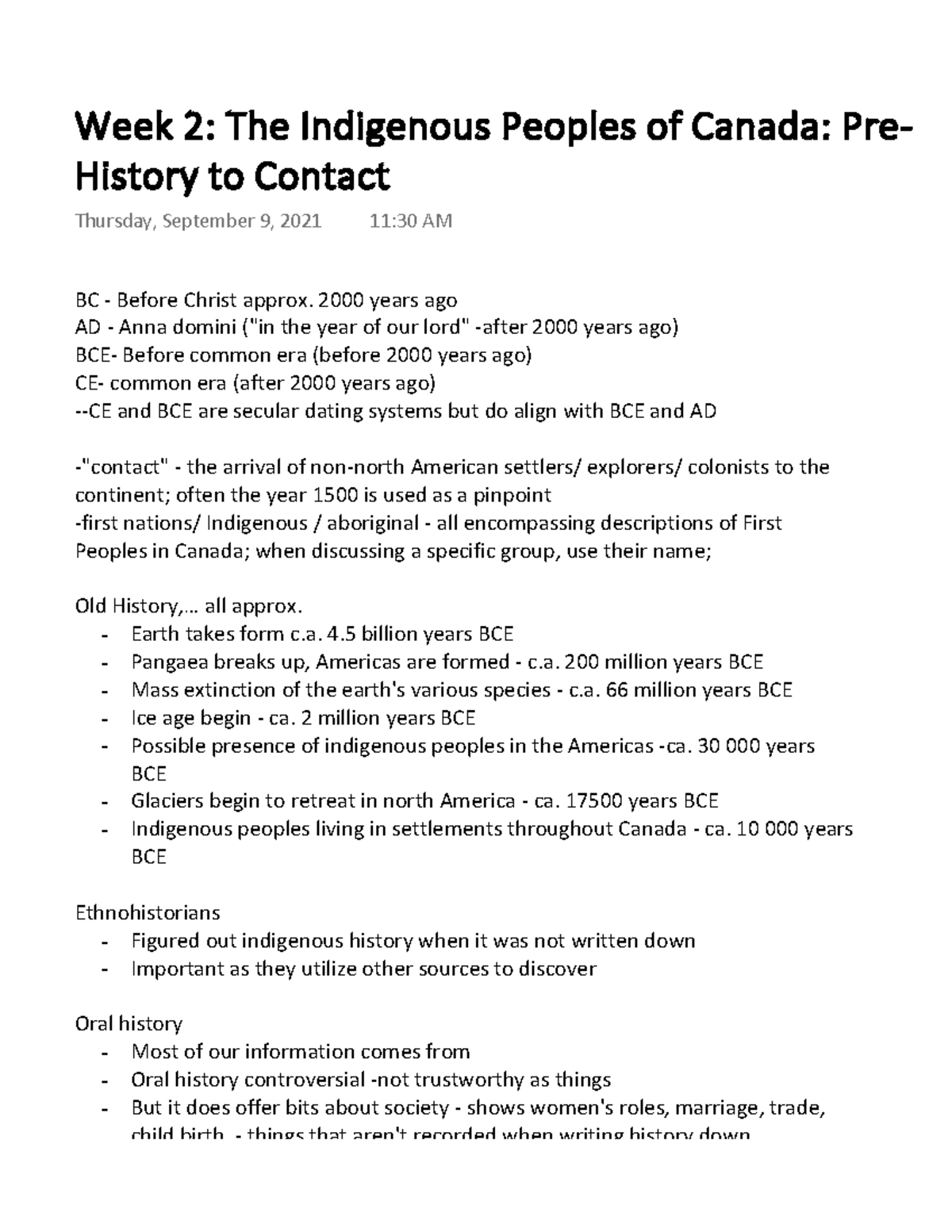 Week 2 The Indigenous Peoples of Canada Pre-History to Contact - BC ...