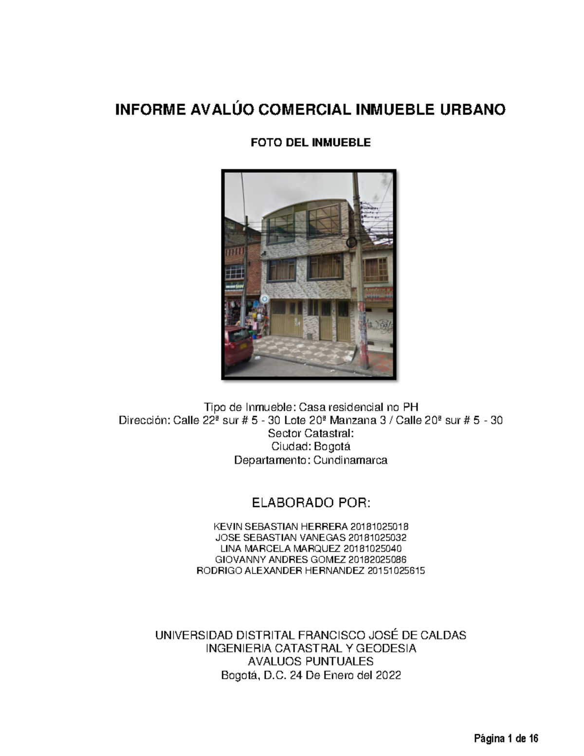 Informe Comercial NPH 2021-3AP - INFORME AVALÚO COMERCIAL INMUEBLE ...