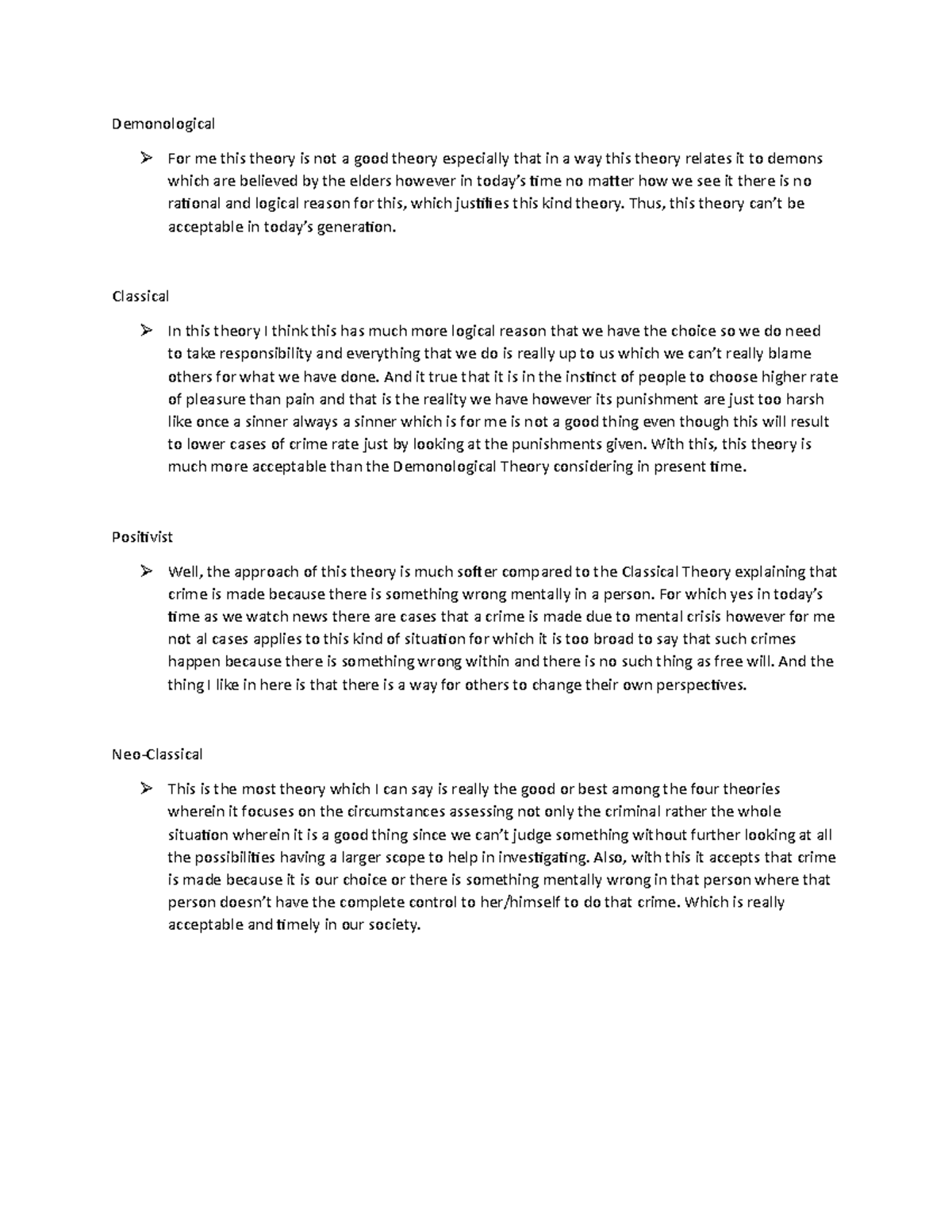 Demonological - Demonological For me this theory is not a good theory ...