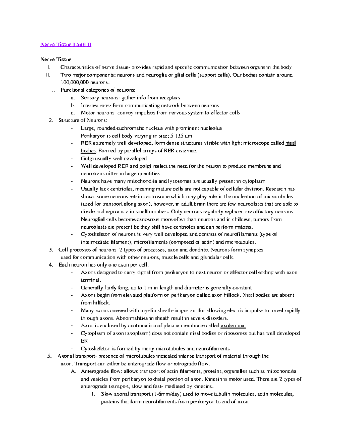 Muscle Histology Study Guide - Nerve Tissue I and II Nerve Tissue I ...