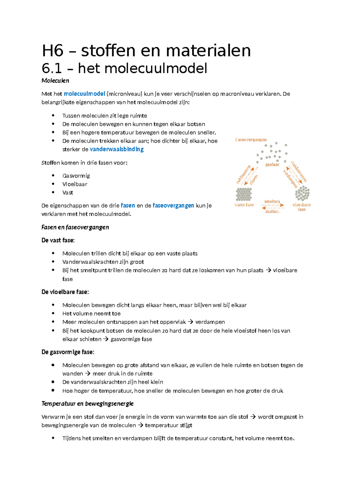 Natuurkunde - H6 - H6 – stoffen en materialen 6 – het molecuulmodel ...
