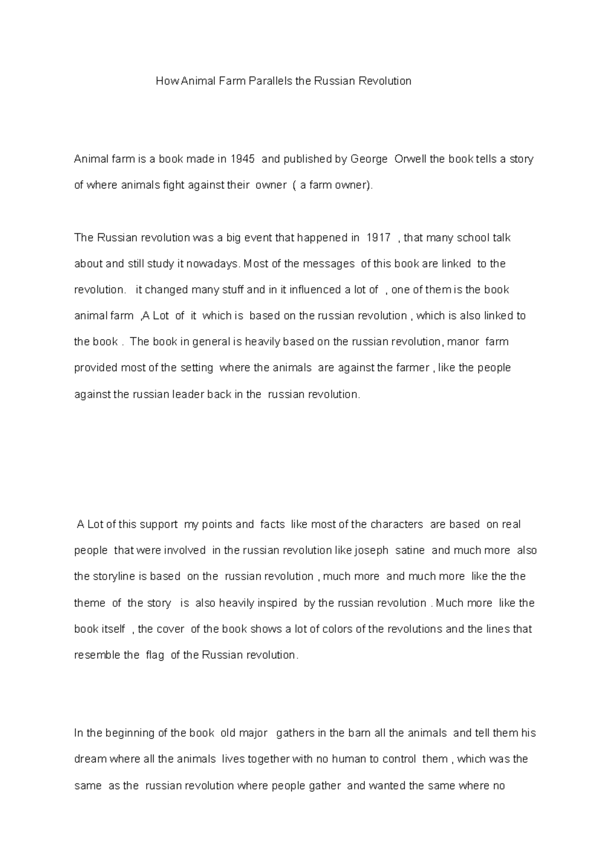 Animal Farm Essay - How Animal Farm Parallels the Russian Revolution ...
