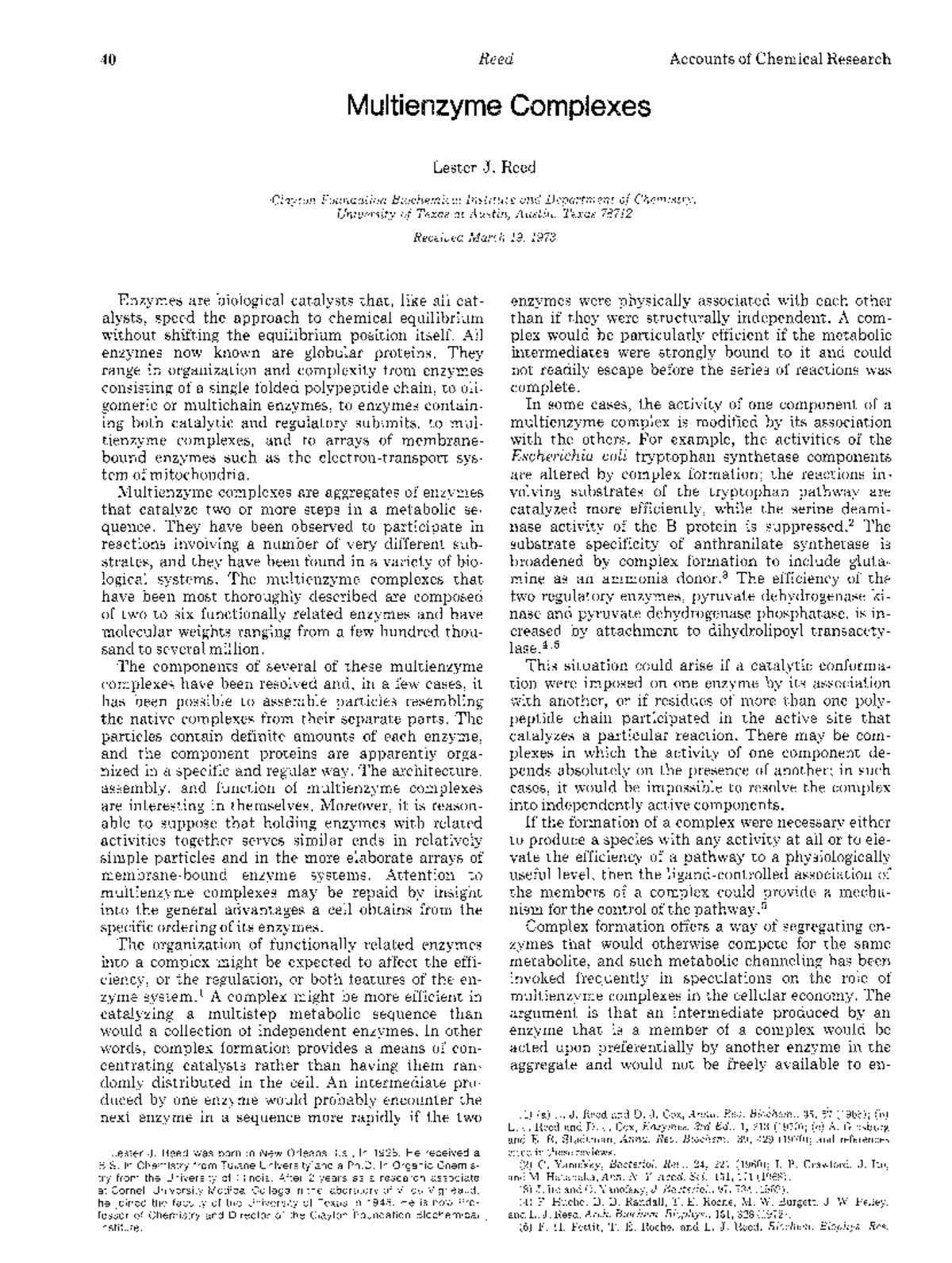 Reed1974 - Ertyu - ####### 40 Reed Accounts of Chemical Research ...