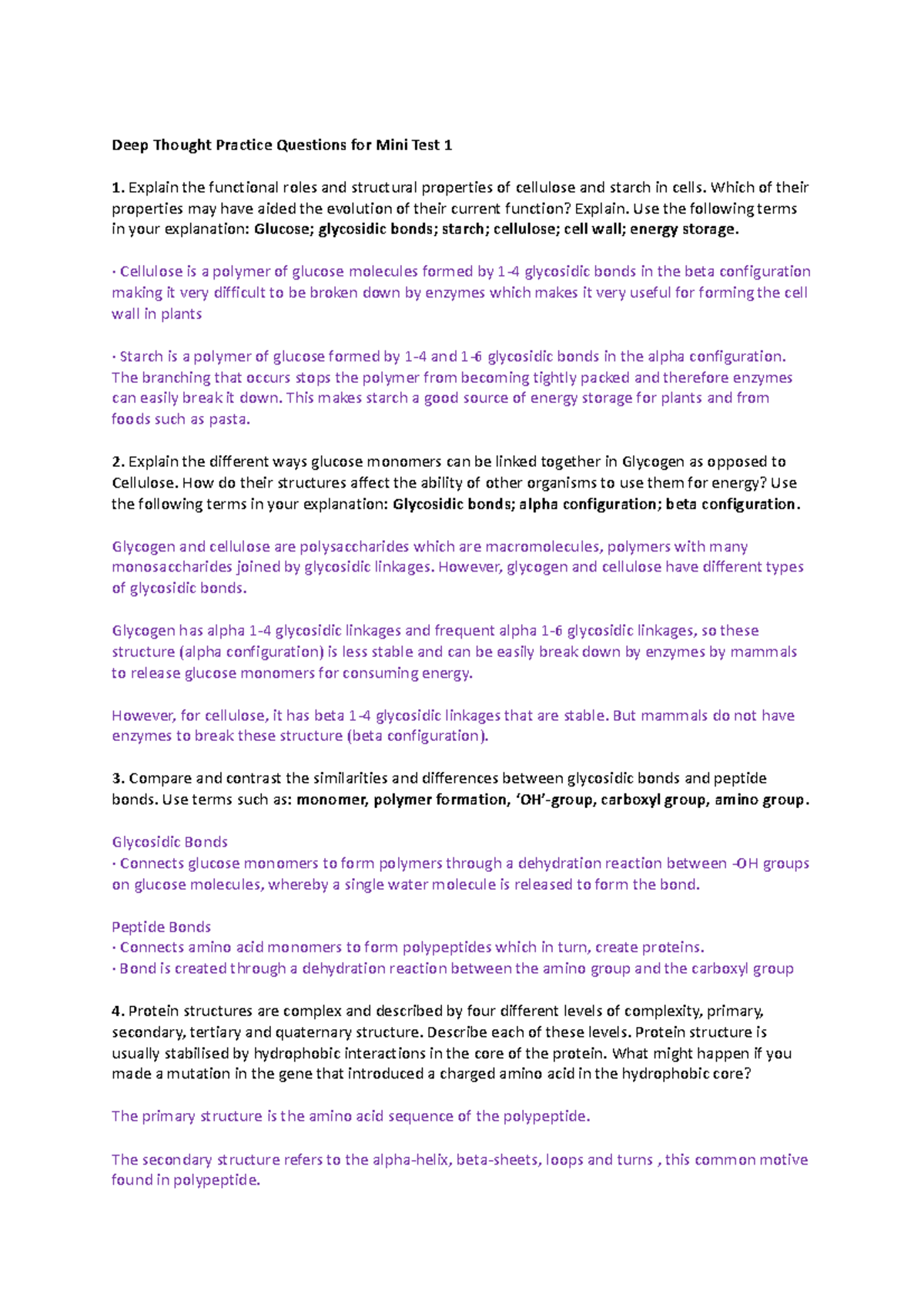 Deep Thought Practice Questions for Mini Test 1 - Explain the ...