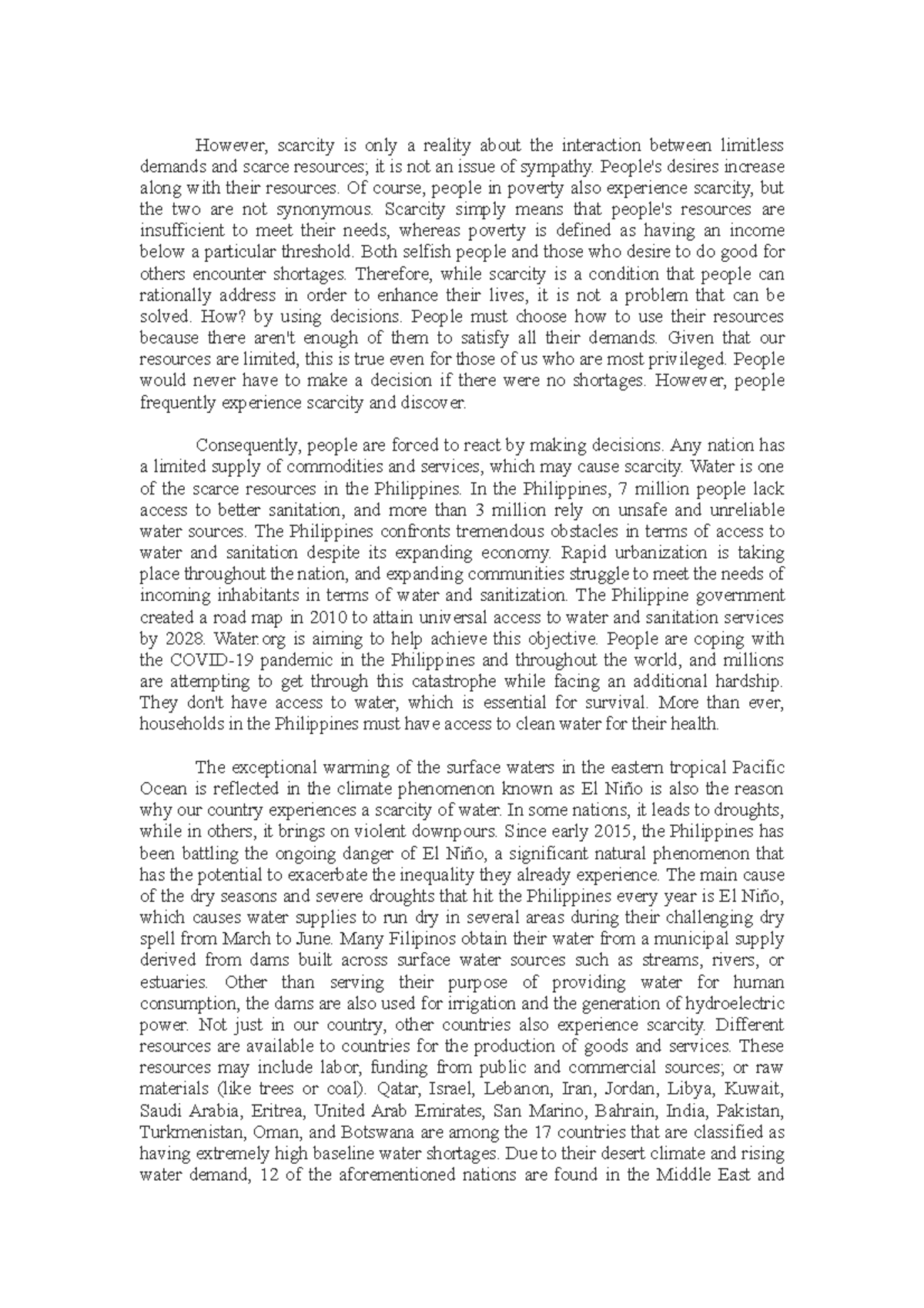 K-scarcity - reaction paper - However, scarcity is only a reality about ...