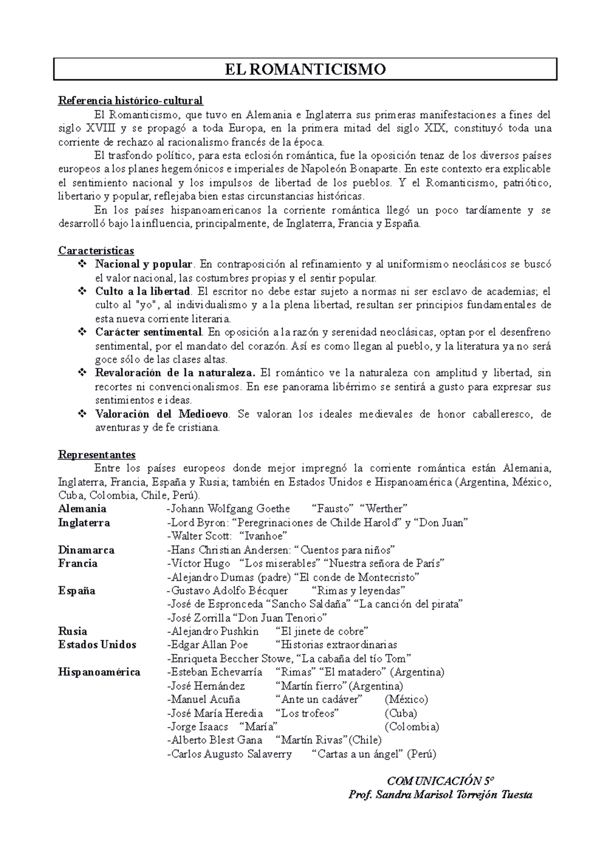 EL Romanticismo - Apuntes - EL ROMANTICISMO Referencia histórico ...