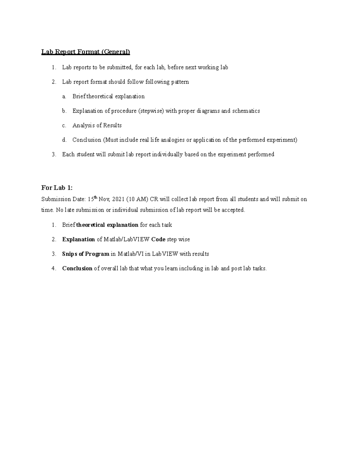 Lab Report Format LCS - Lab Report Format (General) 1. Lab reports to ...