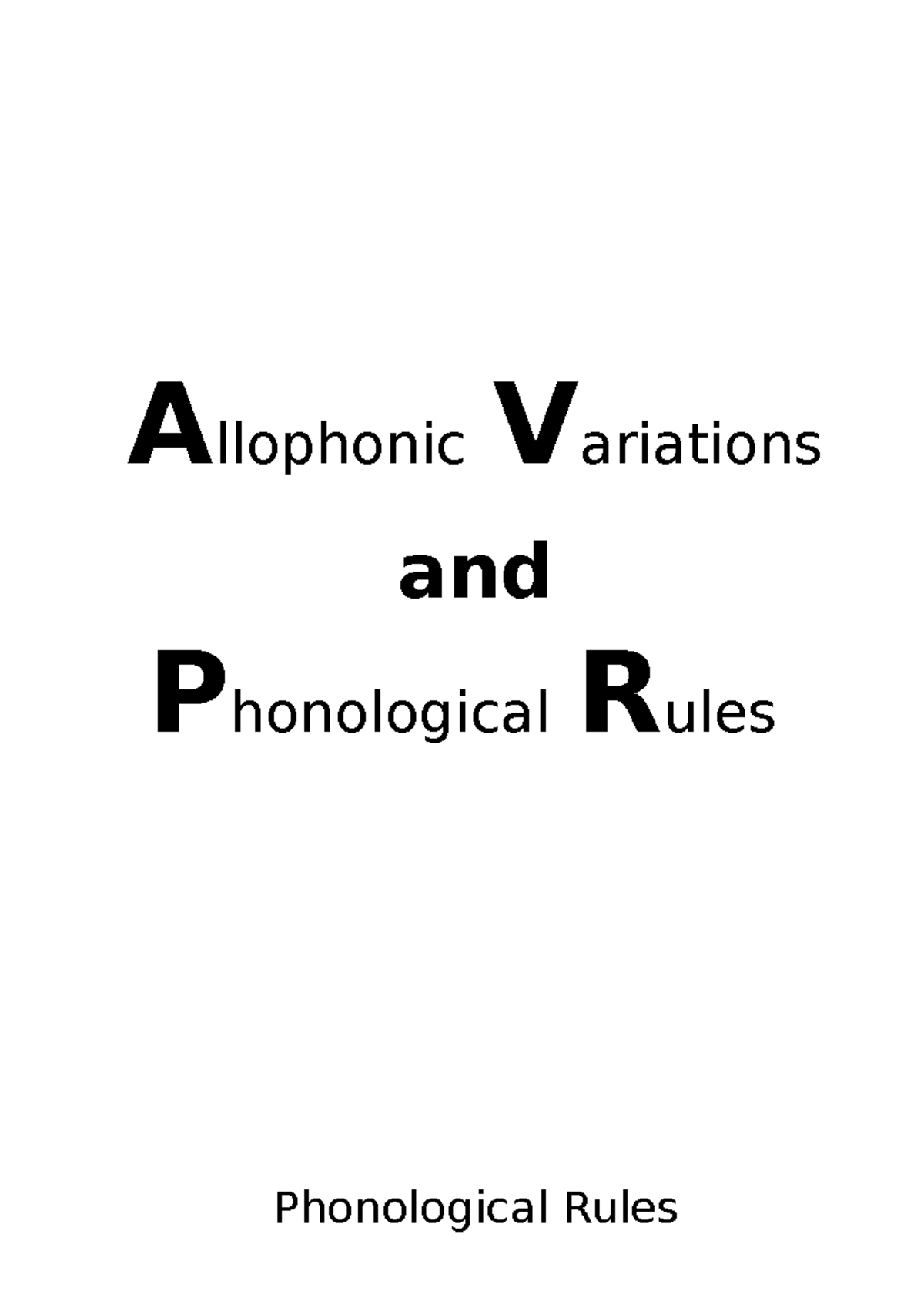 Phonological rules - Allophonic Variations and Phonological Rules ...