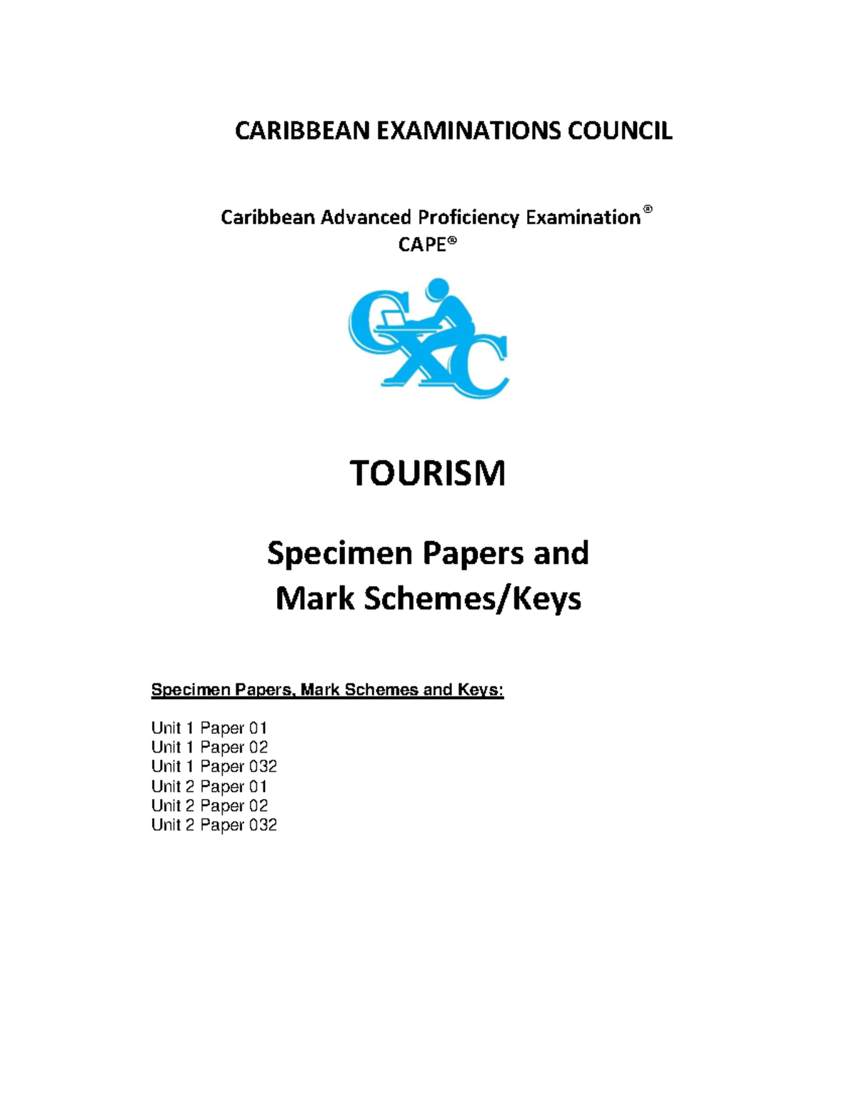 Specimen Papers New - Very good document - CARIBBEAN EXAMINATIONS ...