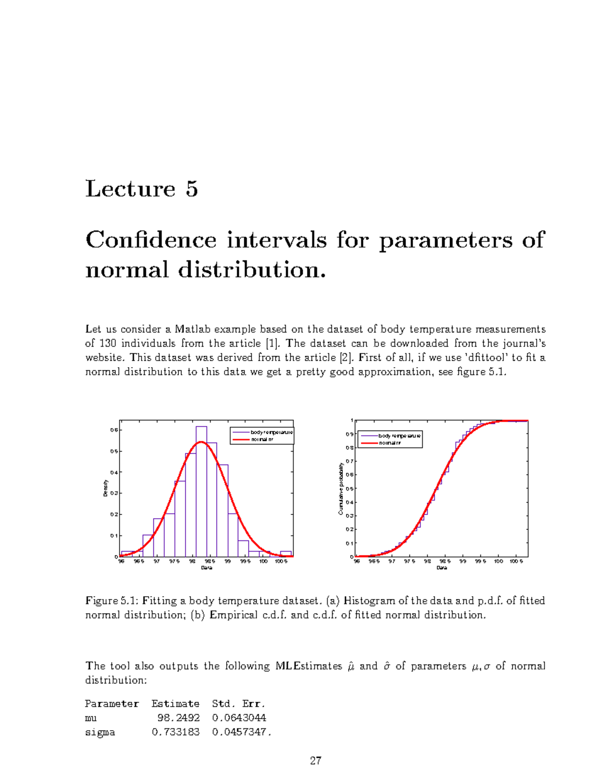 Lecture 5 Confidence Intervals For Parameters Of Normal Distribution