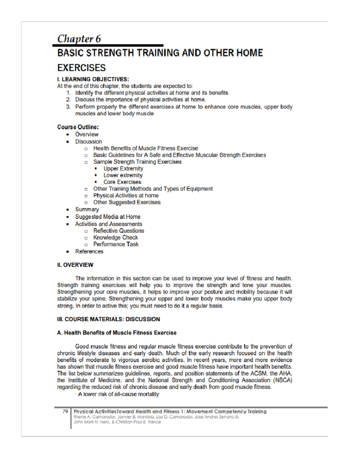 Chapter 6 Basic Strength Training and Other Home - Chapter 6 BASIC ...