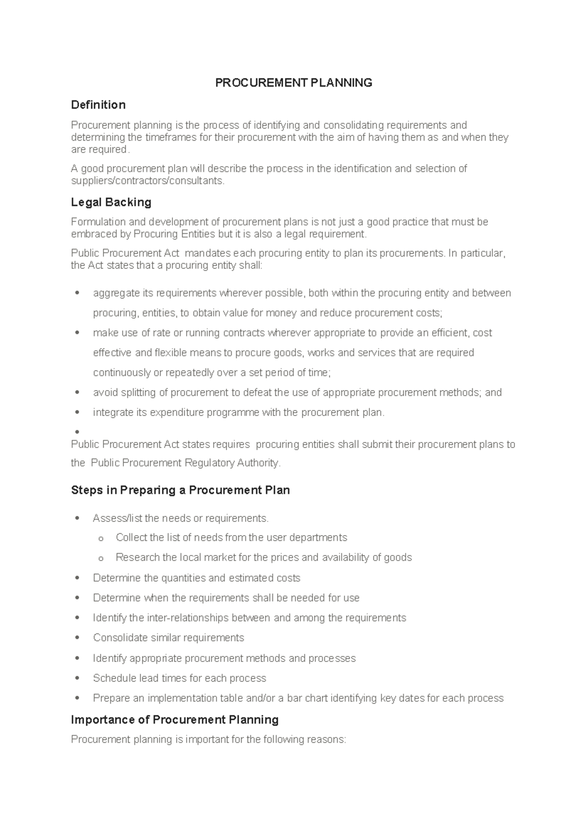 Procurement Planning - 1 - PROCUREMENT PLANNING Definition Procurement ...