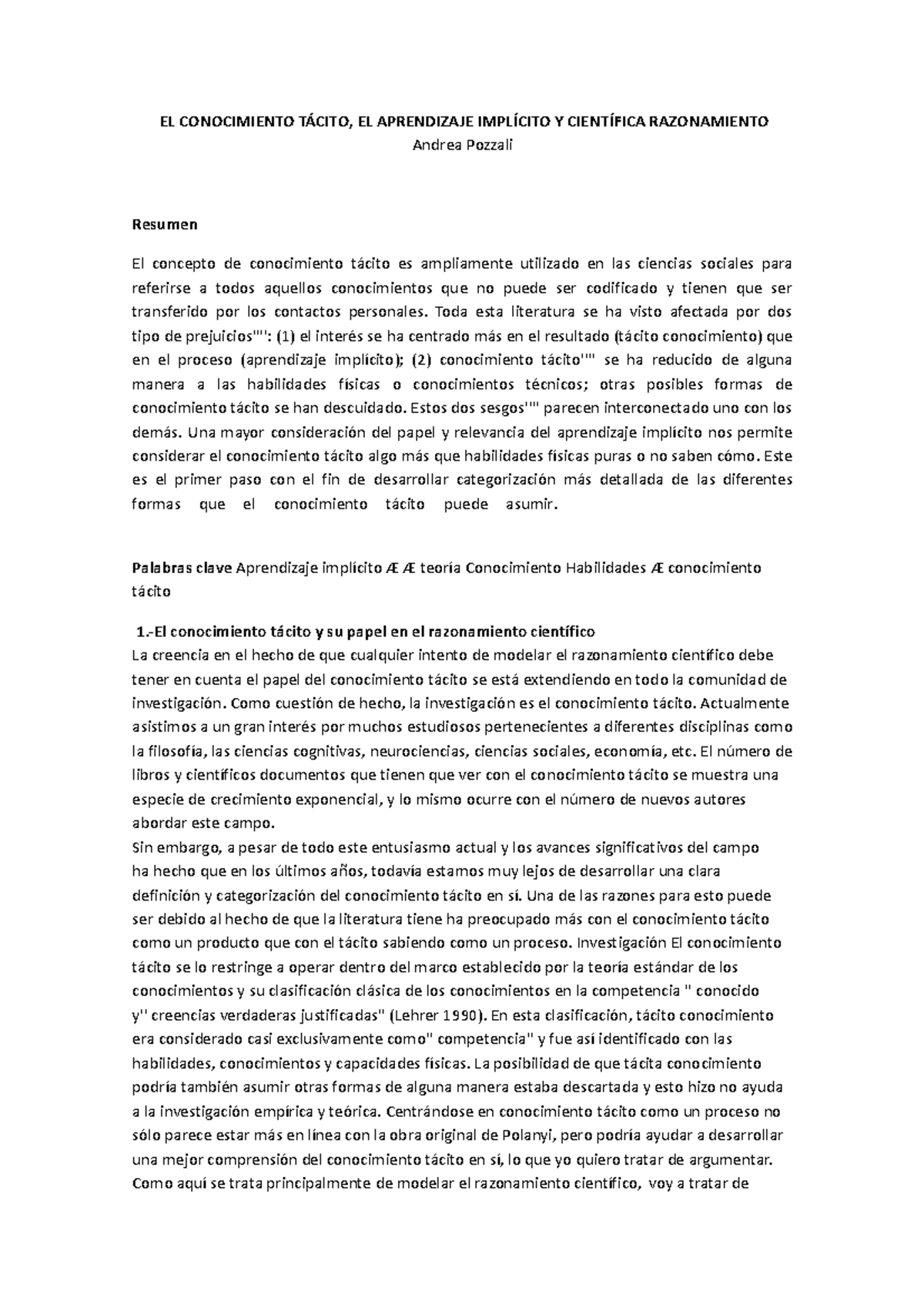 EL Conocimiento Tácito - EL CONOCIMIENTO TÁCITO, EL APRENDIZAJE ...